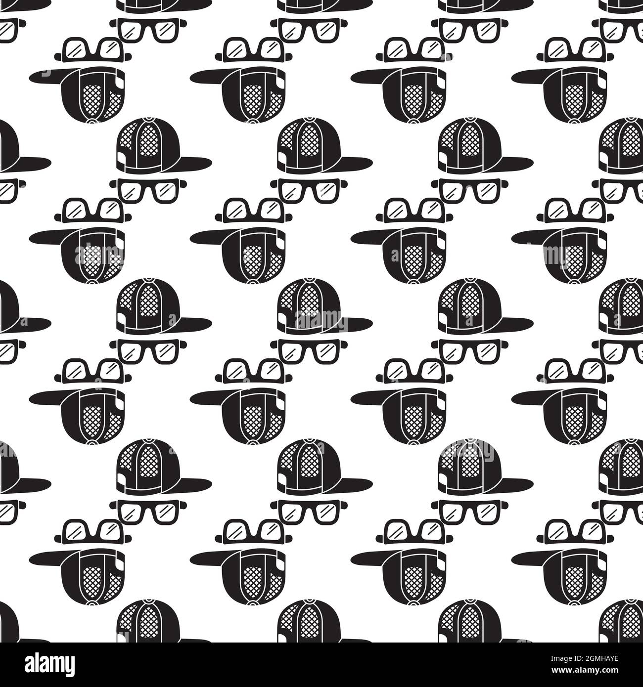 Baseball cap glasses pattern seamless background texture repeat ...