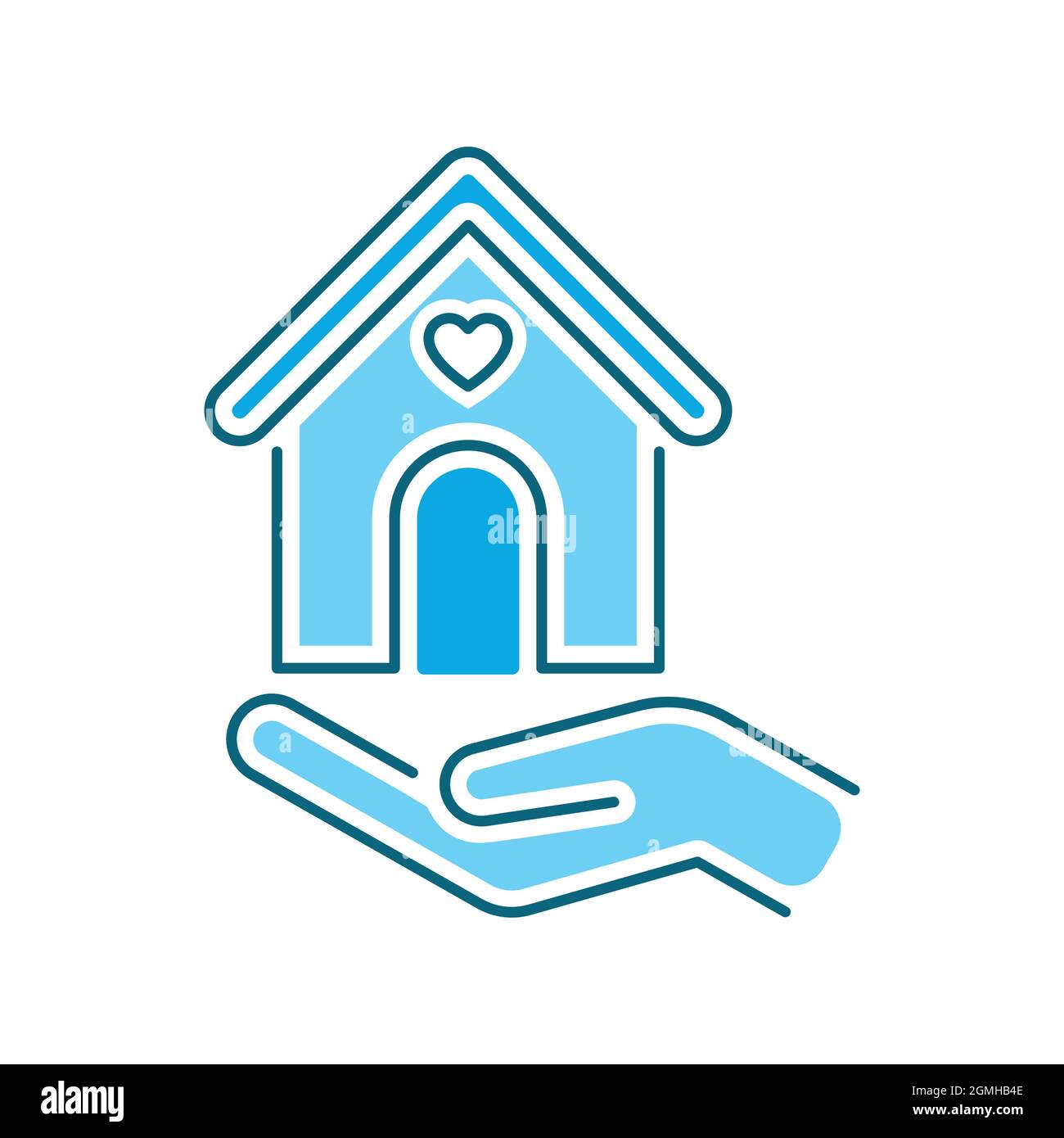 Help homeless color line icon. Charity concept for poor street people ...