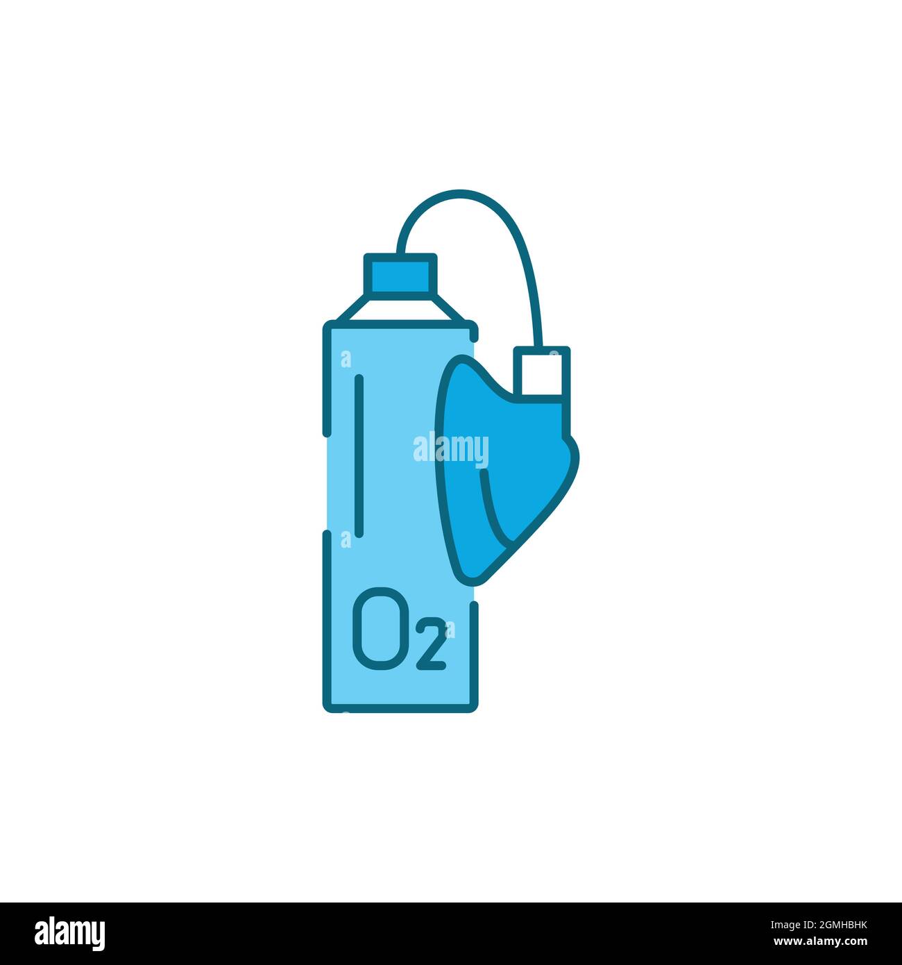 Breathing oxygen cylinder color line icon. Sign for web page, mobile ...