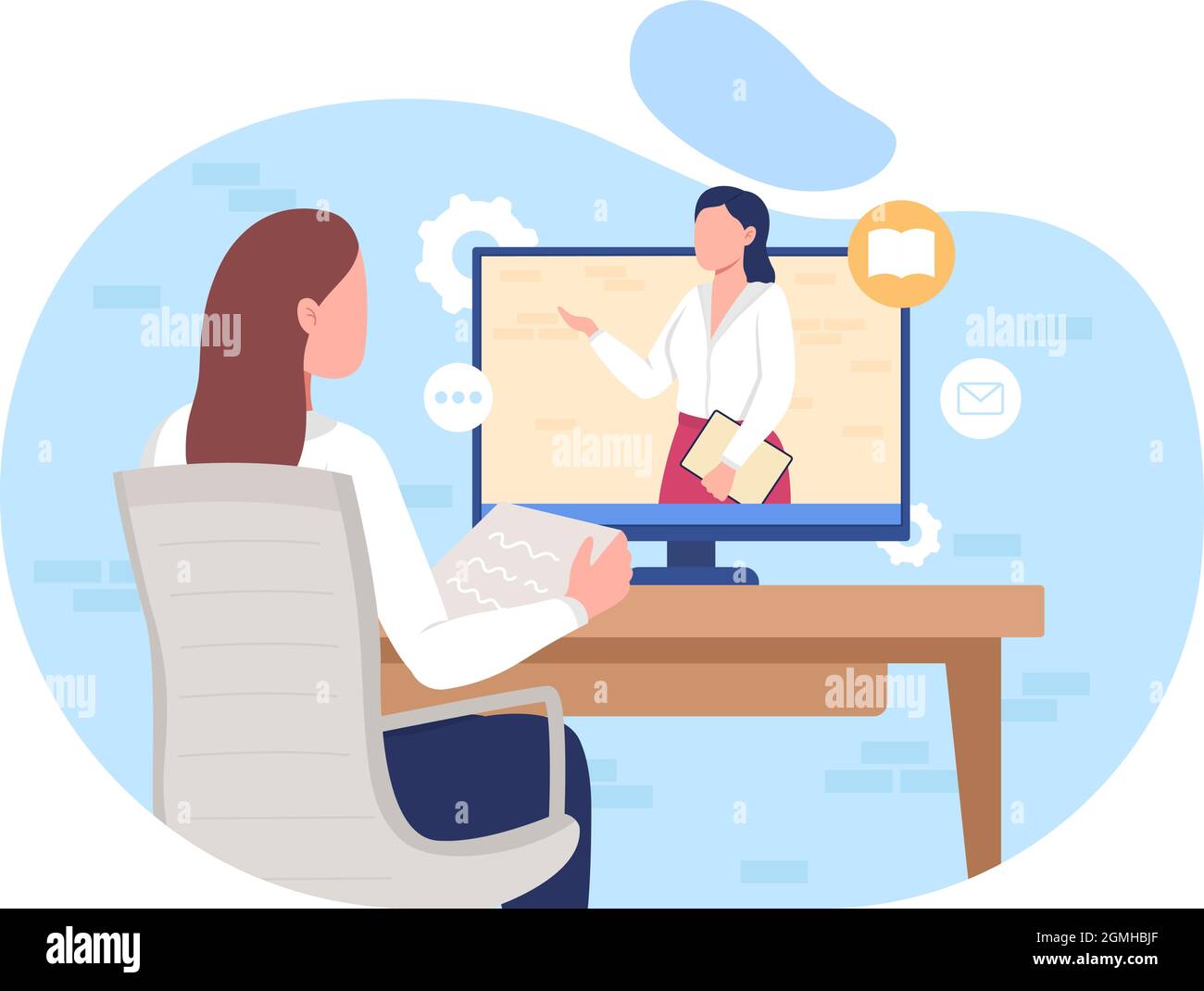 Online workshop 2D vector isolated illustration Stock Vector Image ...