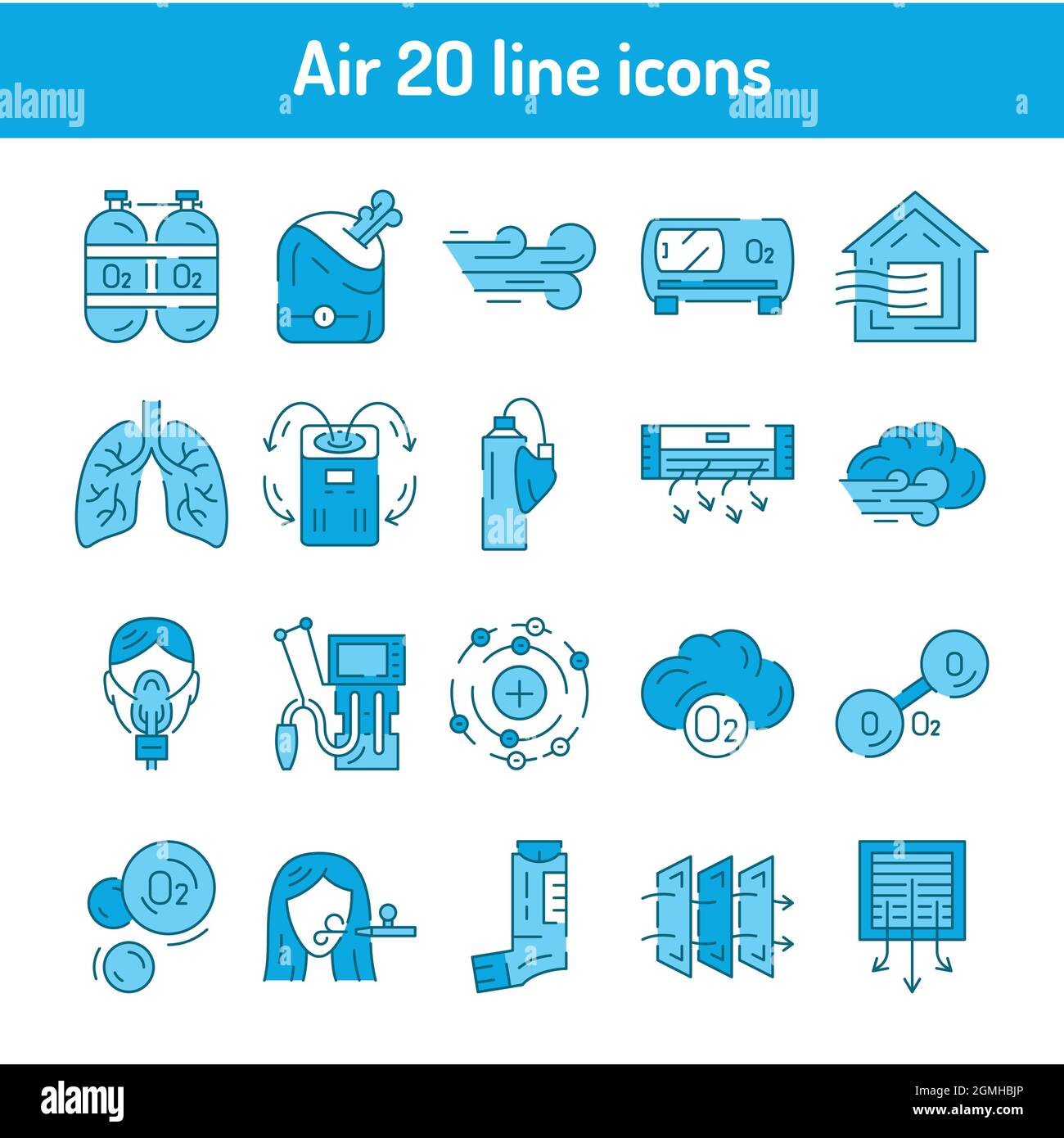 Air color line icons set. Pictograms for web page, mobile app, promo ...