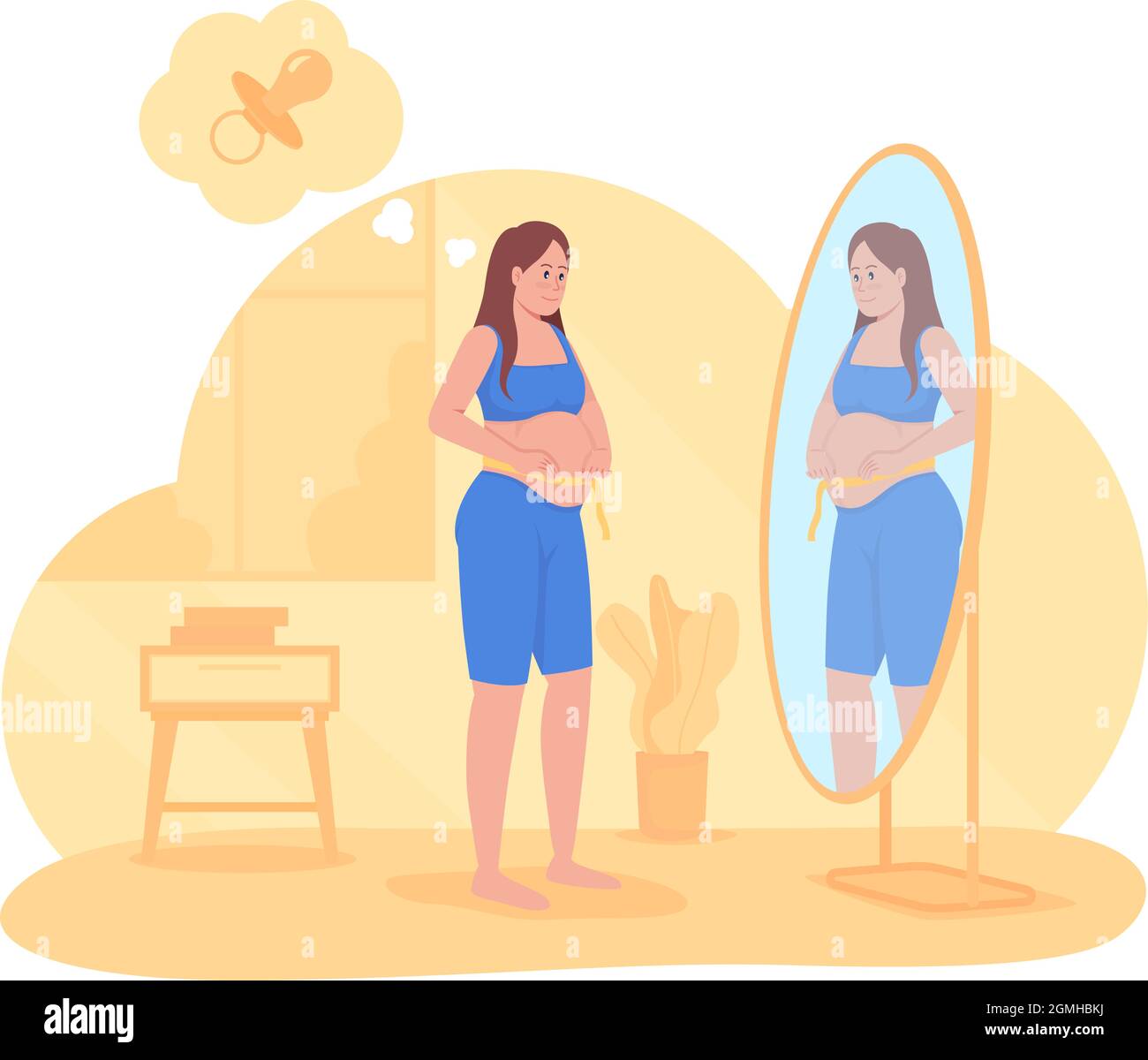 Expecting mother 2D vector isolated illustration Stock Vector Image ...