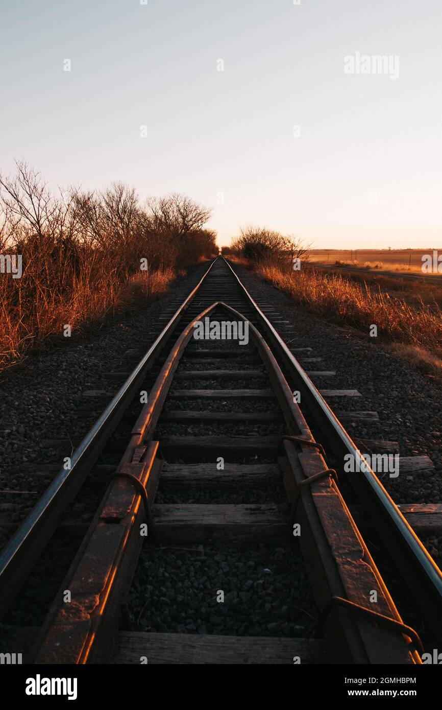 Vertical shot railroad track hi-res stock photography and images - Alamy