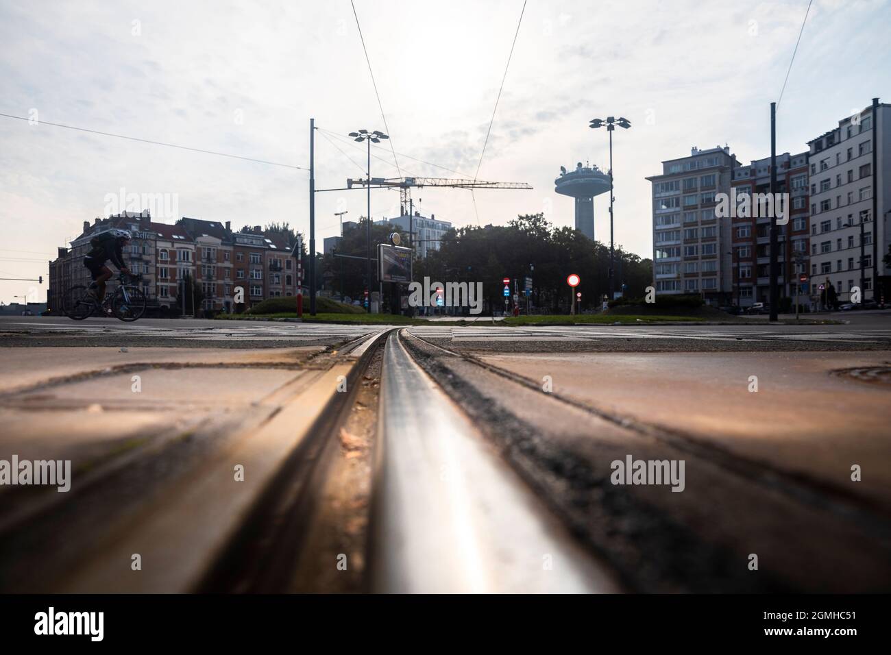 Illustration shows an empty city in the morning of the Car Free Sunday ...