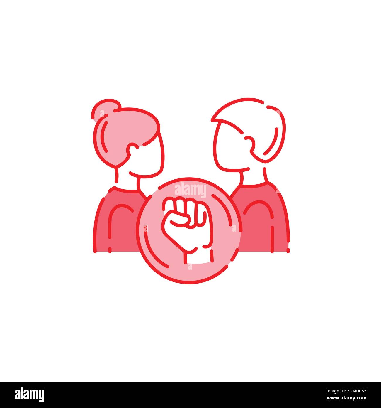 Violence in family color line icon. Men bullying women concept. Sign ...