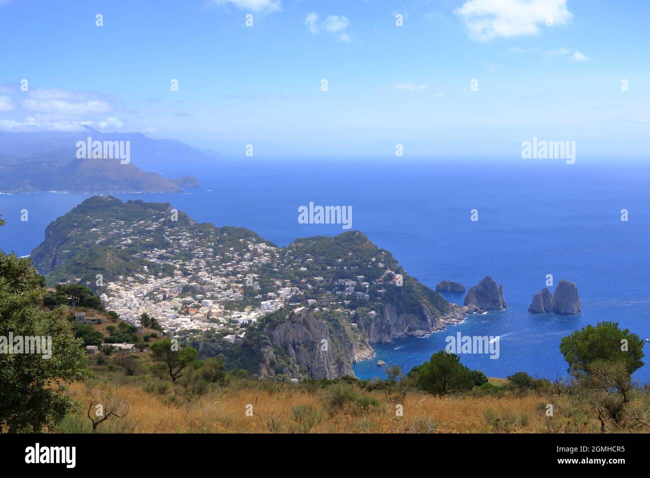 Spectacular View of Sea Cliffs and Coastline to Capri Town from Monte ...