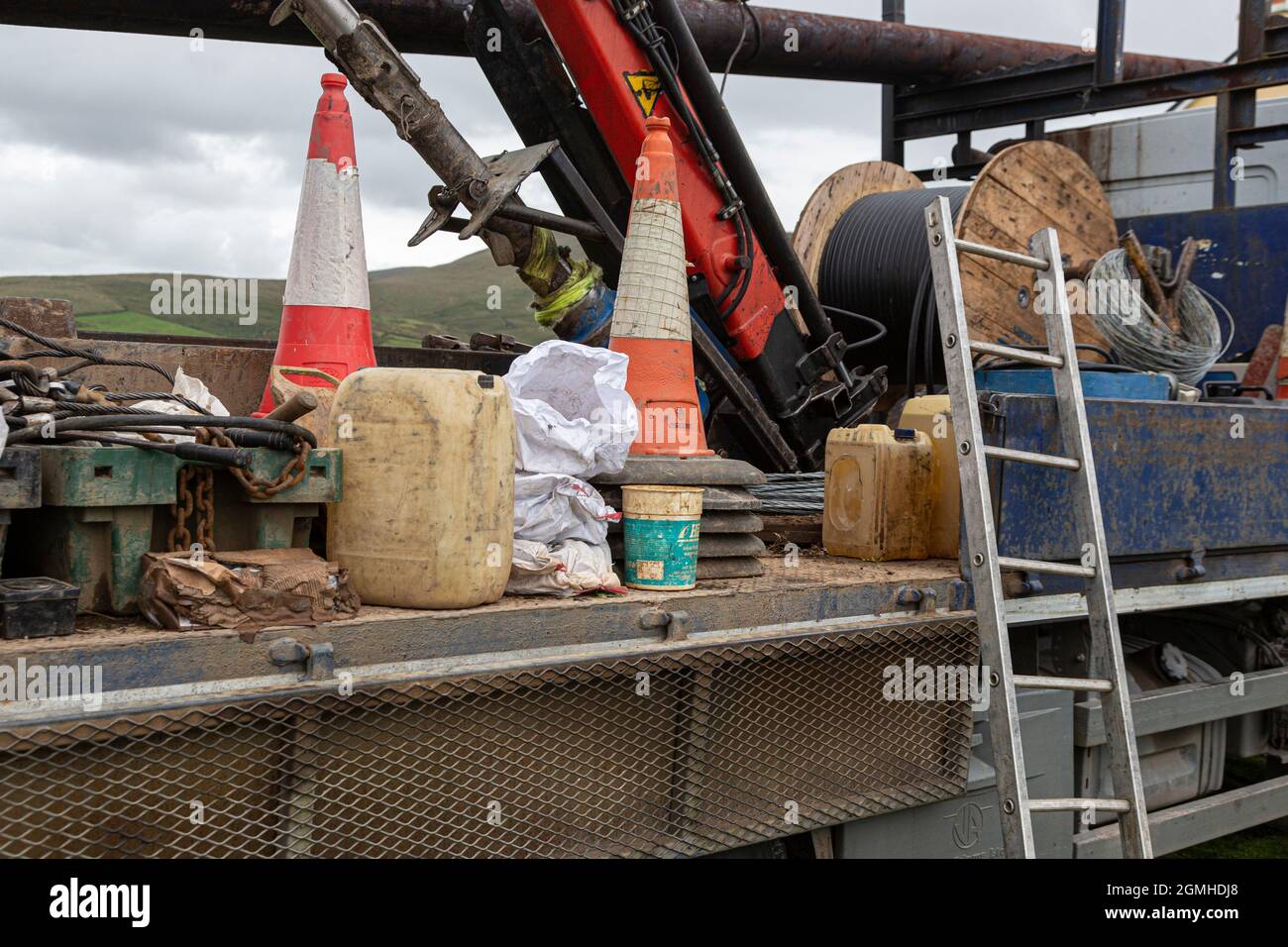 Large auger drill and tools for installing broadband fiber cable on ...