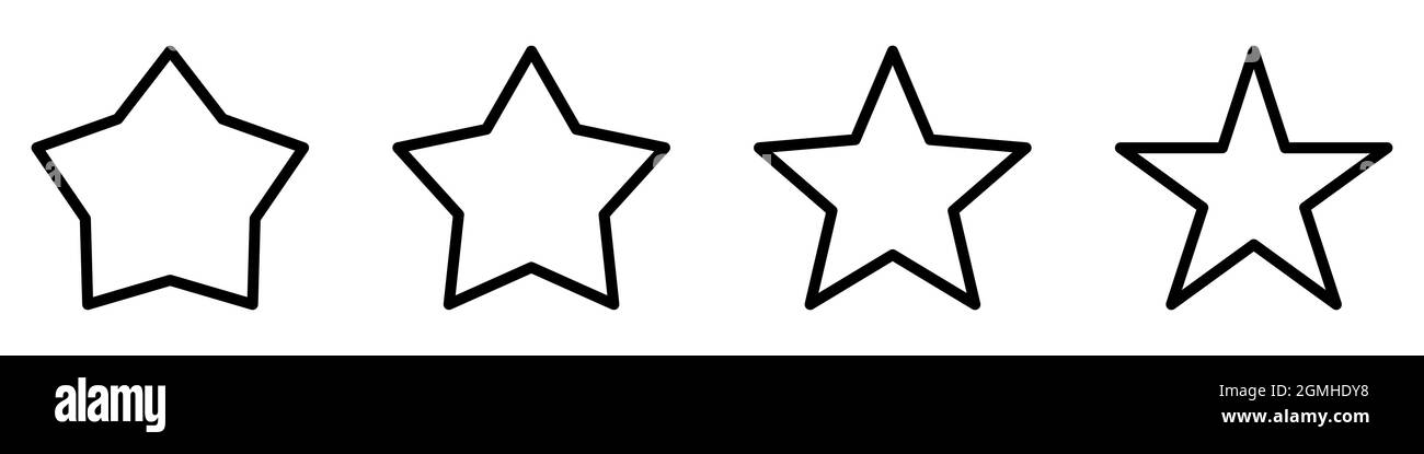 Star icon. Set of linear stars of different shape. Black stars in flat ...