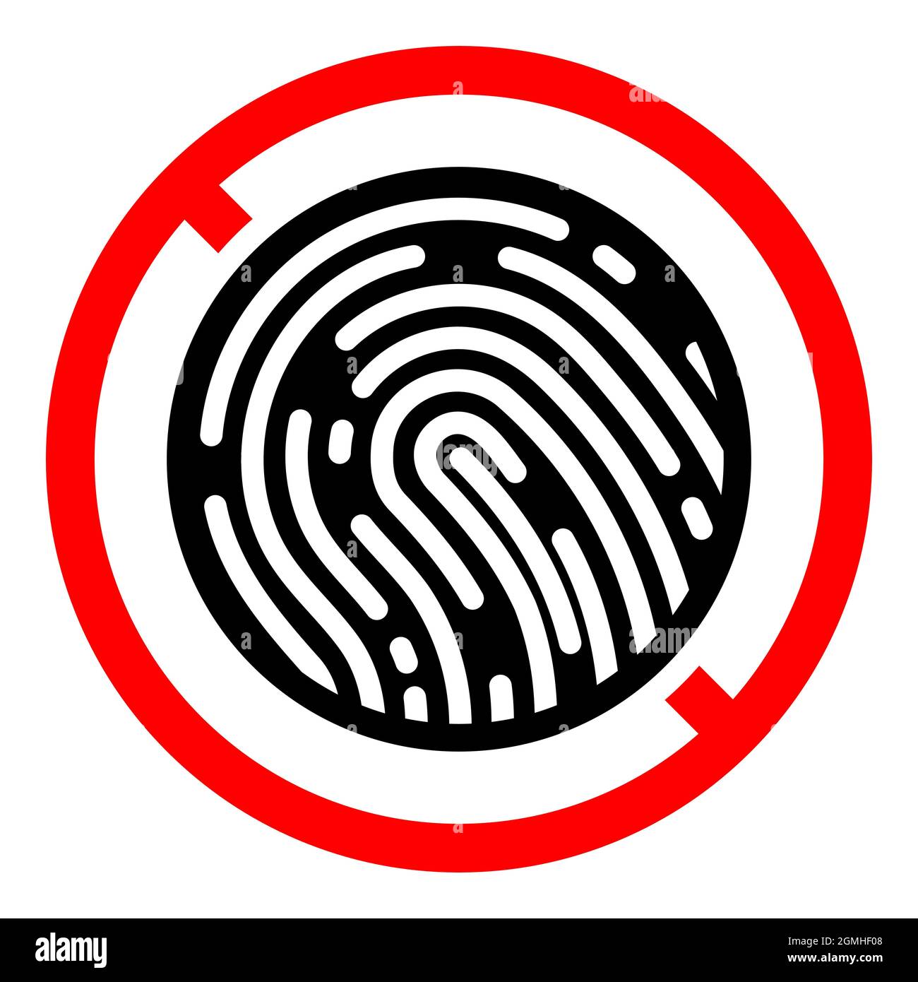 Fingerprint ban icon. Ban on processing biometric data. No fingerprint ...