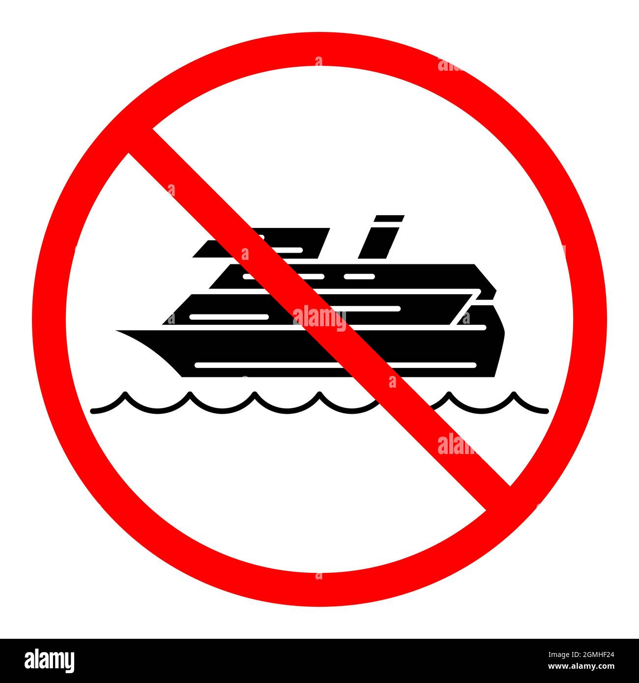 Ship ban icon. No ship sign. Ship is prohibited. Stop or ban red round ...