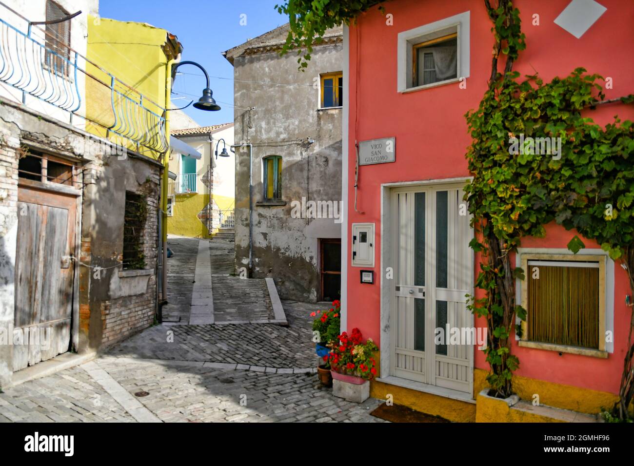 A narrow street in Lacedonia, an old town in the province of Avellino ...