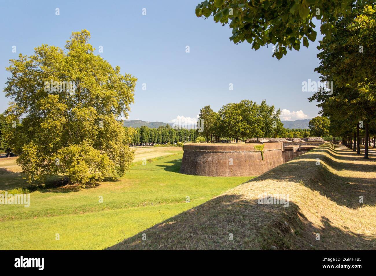 Lucca, Italy - august 21 2021 - medieval walls around historic center ...