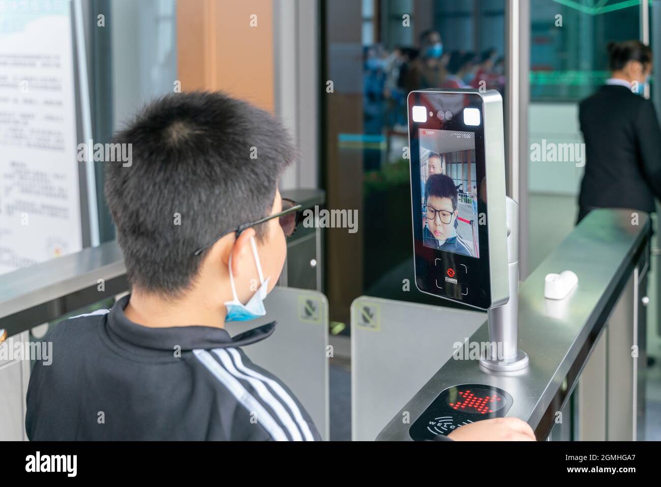 CHONGQING, CHINA - Oct 03, 2020: A closeup shot of a kid using face ...