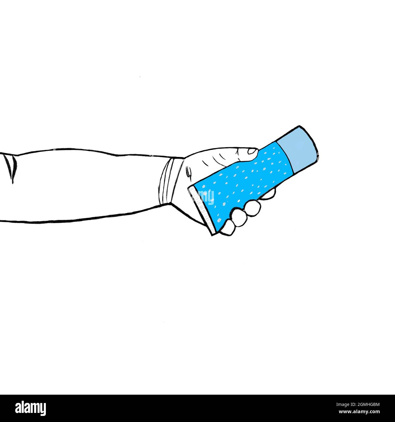 A closeup drawing for a human hand holding a semiconductor device on an ...