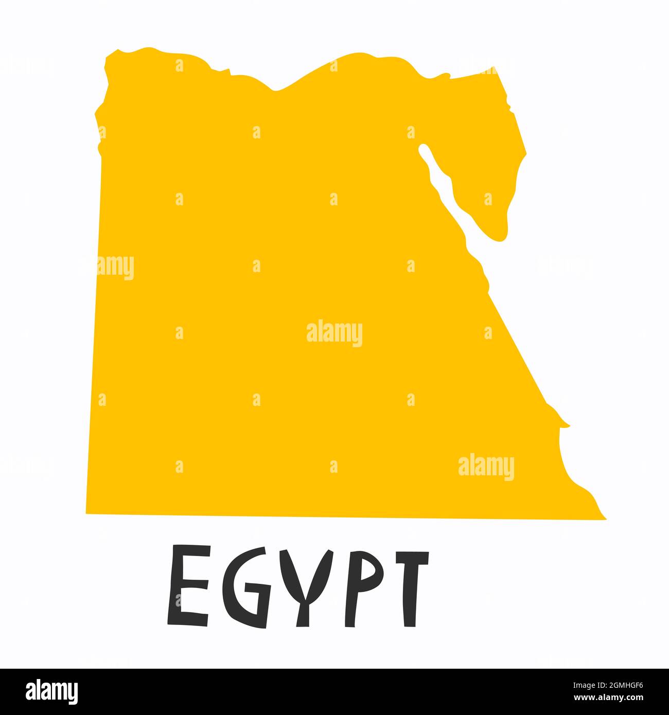 Vector hand drawn stylized map of Egypt. Travel illustration of Arab ...