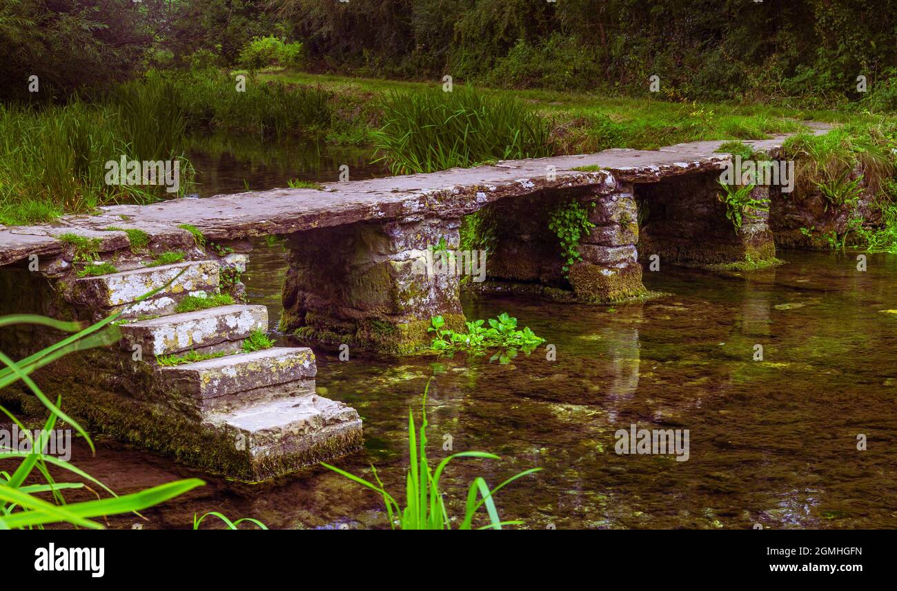 Clapper Bridge over the River Leach, Eastleach, Gloucestershire Stock ...