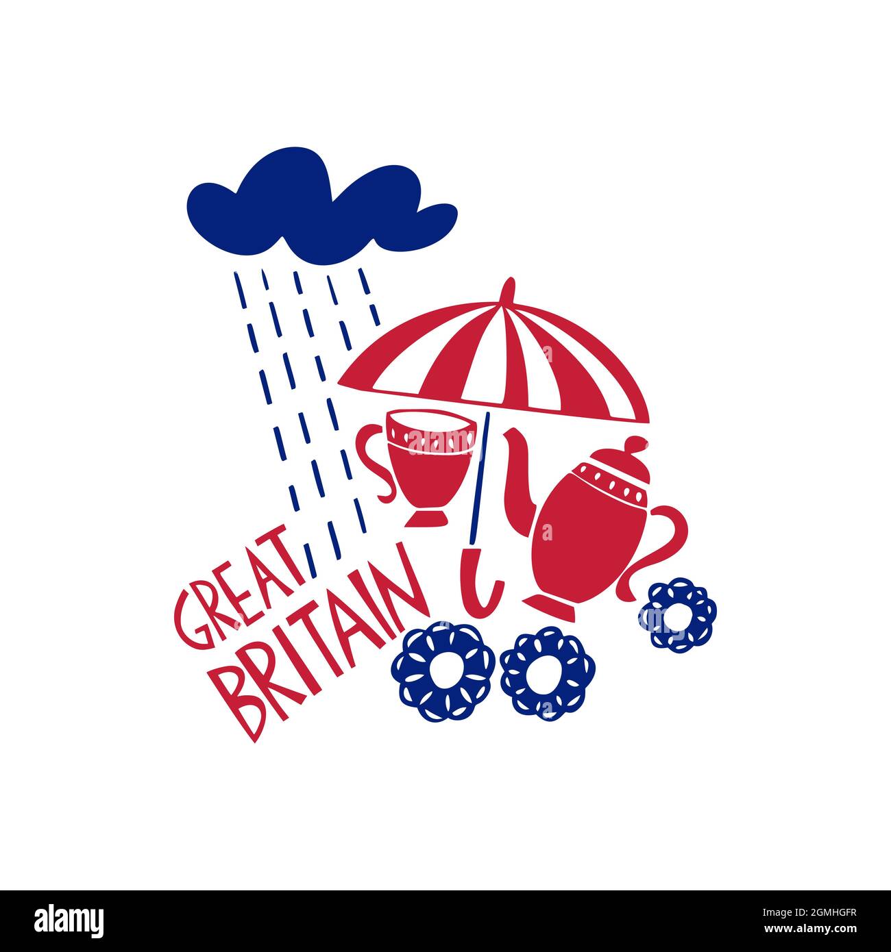 Vector hand drawn logo for United Kingdom. Travel illustration of Great ...