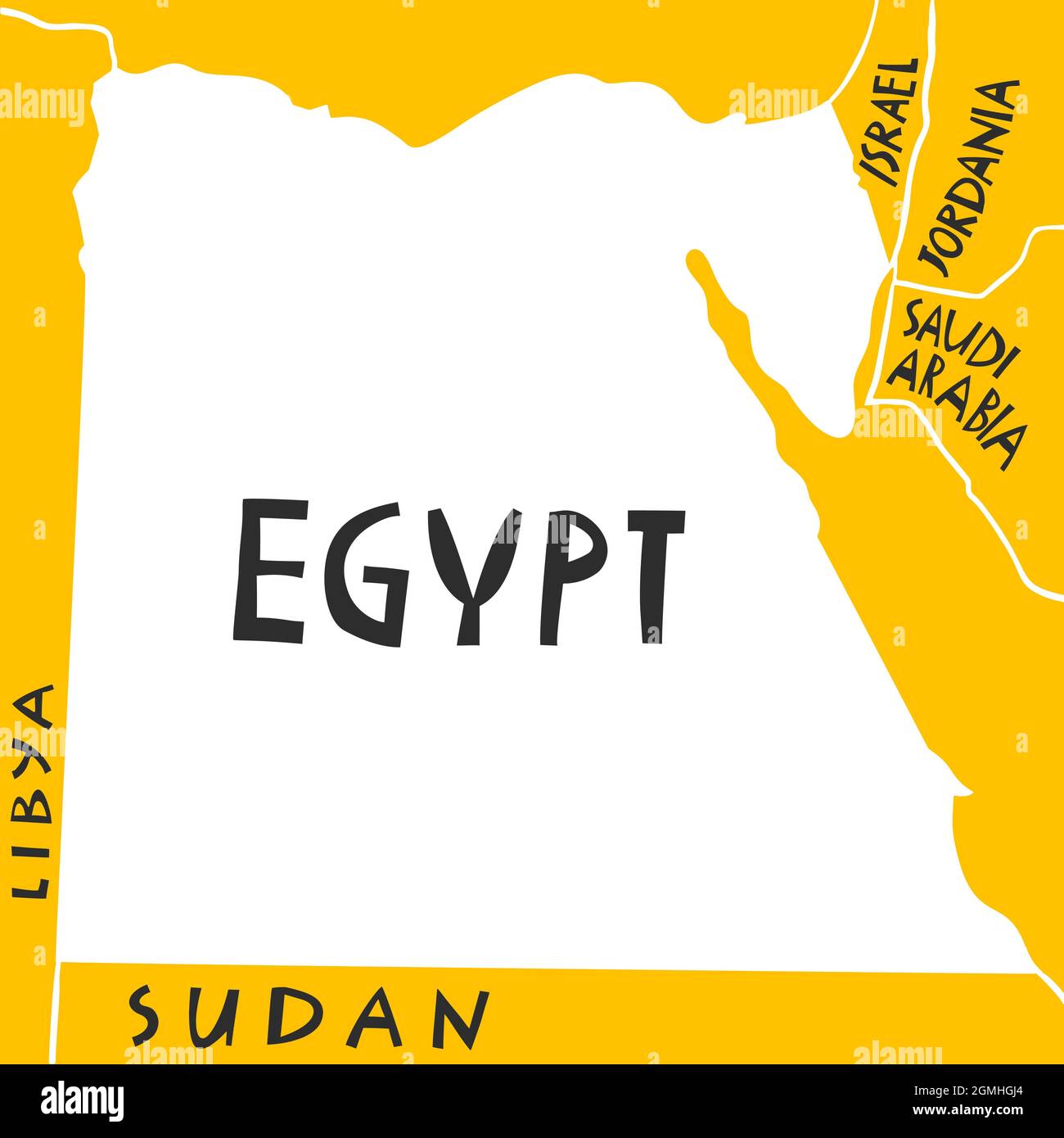 Vector hand drawn stylized map of Egypt. Travel illustration of Arab ...