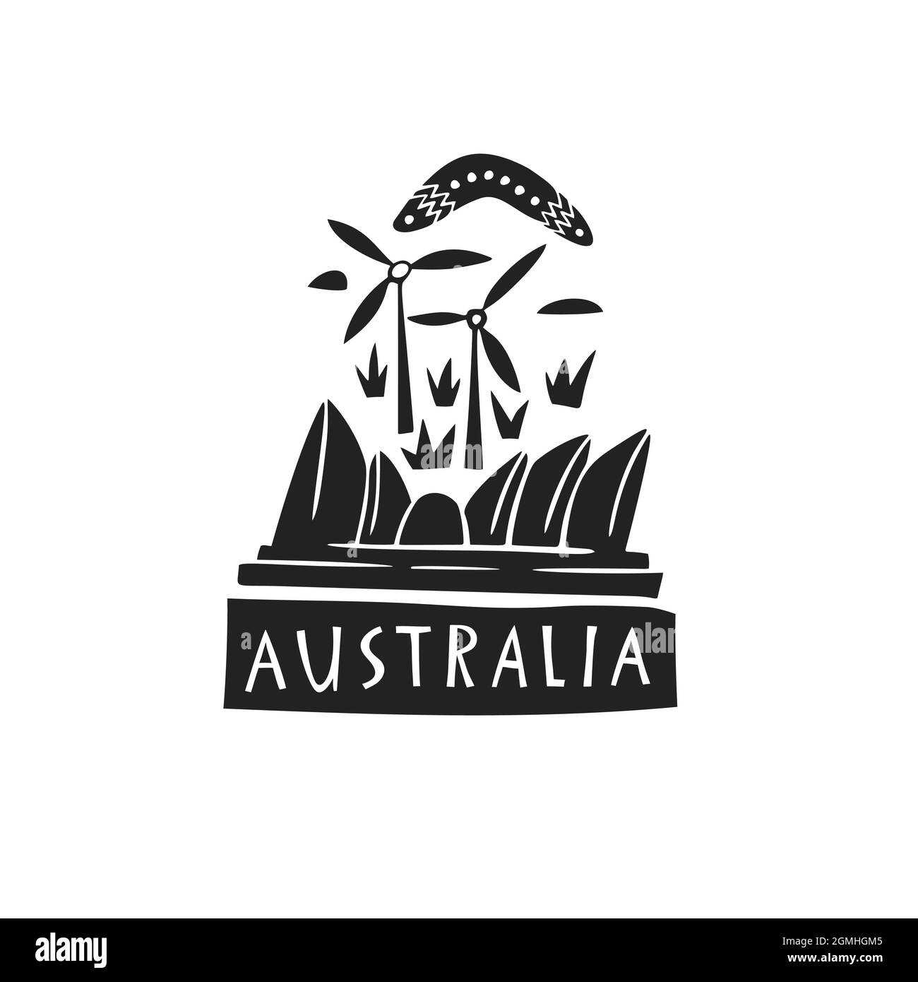 Vector hand drawn stylized map of Australia. Travel illustration of ...