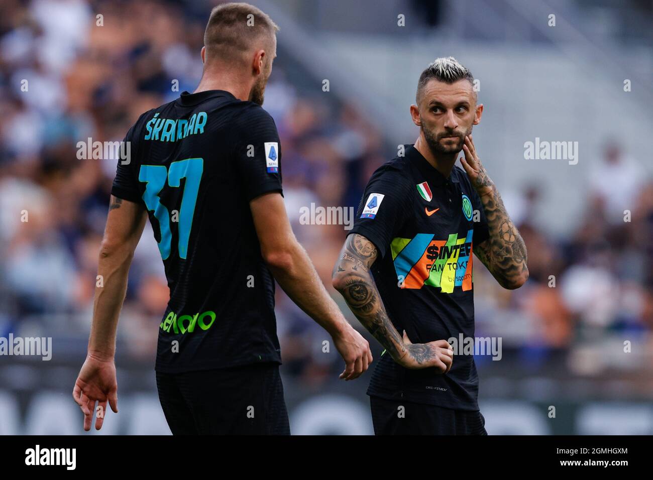 San Siro stadium, Milan, Italy, September 18, 2021, Marcelo Brozovic ...
