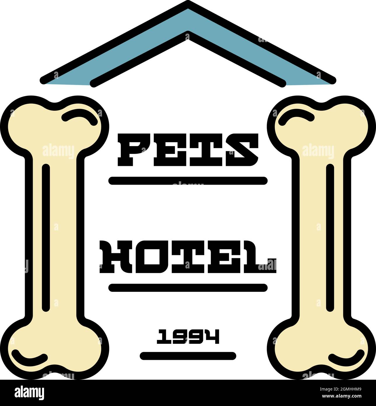 Pets dog hotel logo. Outline pets dog hotel vector logo color flat ...