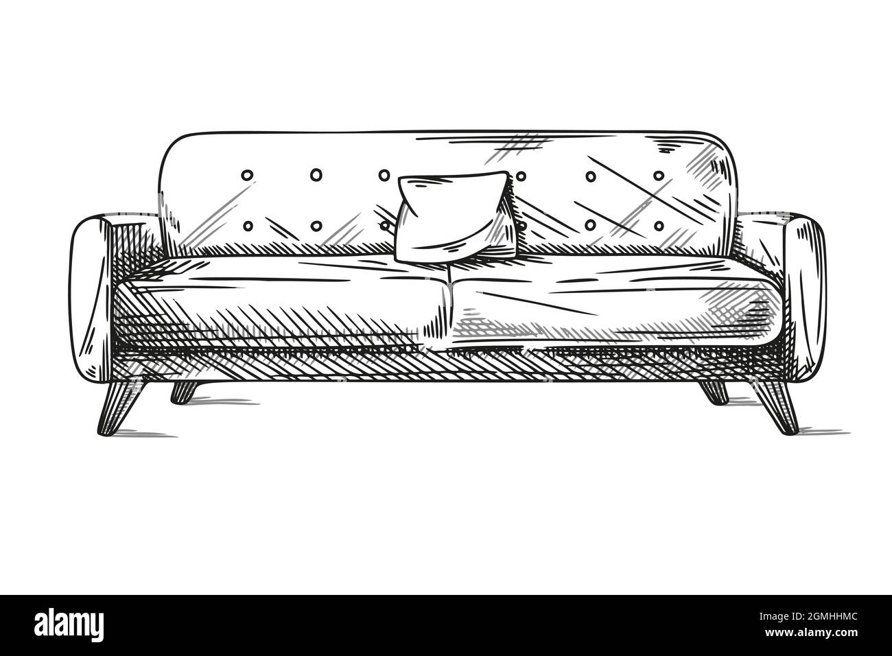 Sketch sofa isolated on white background. Vector illustration Stock ...