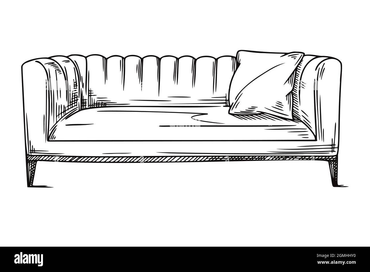 Sketch of a sofa isolated on a white background. Vector illustration ...