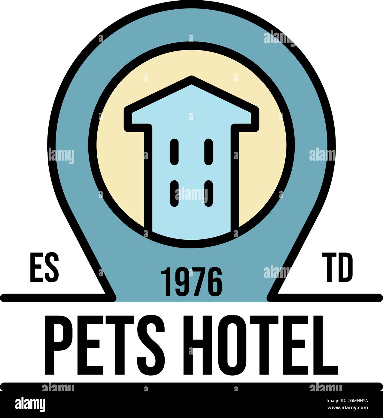City pet hotel logo. Outline city pet hotel vector logo color flat ...