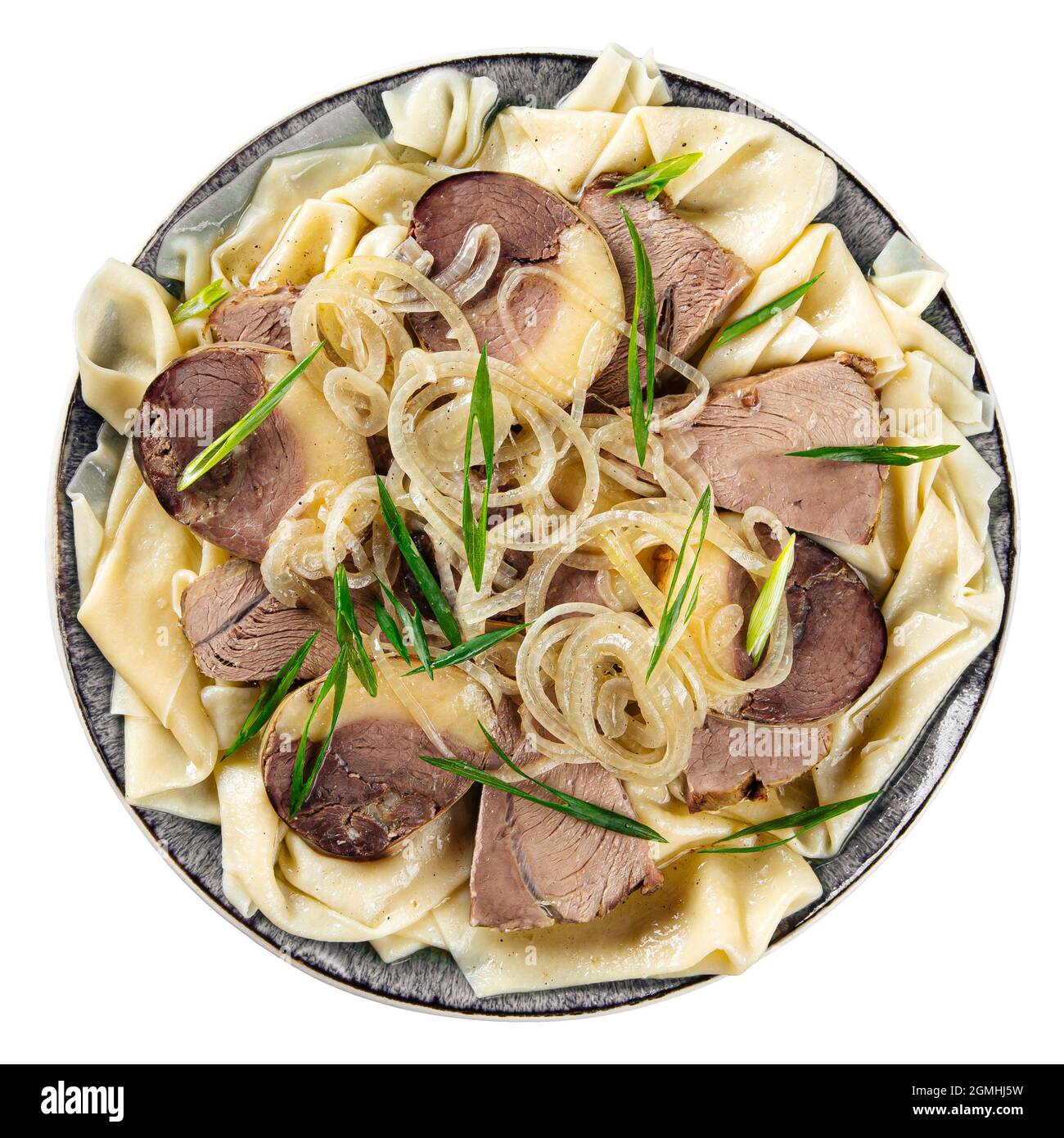 Isolated kazakh beshbarmak with dough horse meat Stock Photo - Alamy