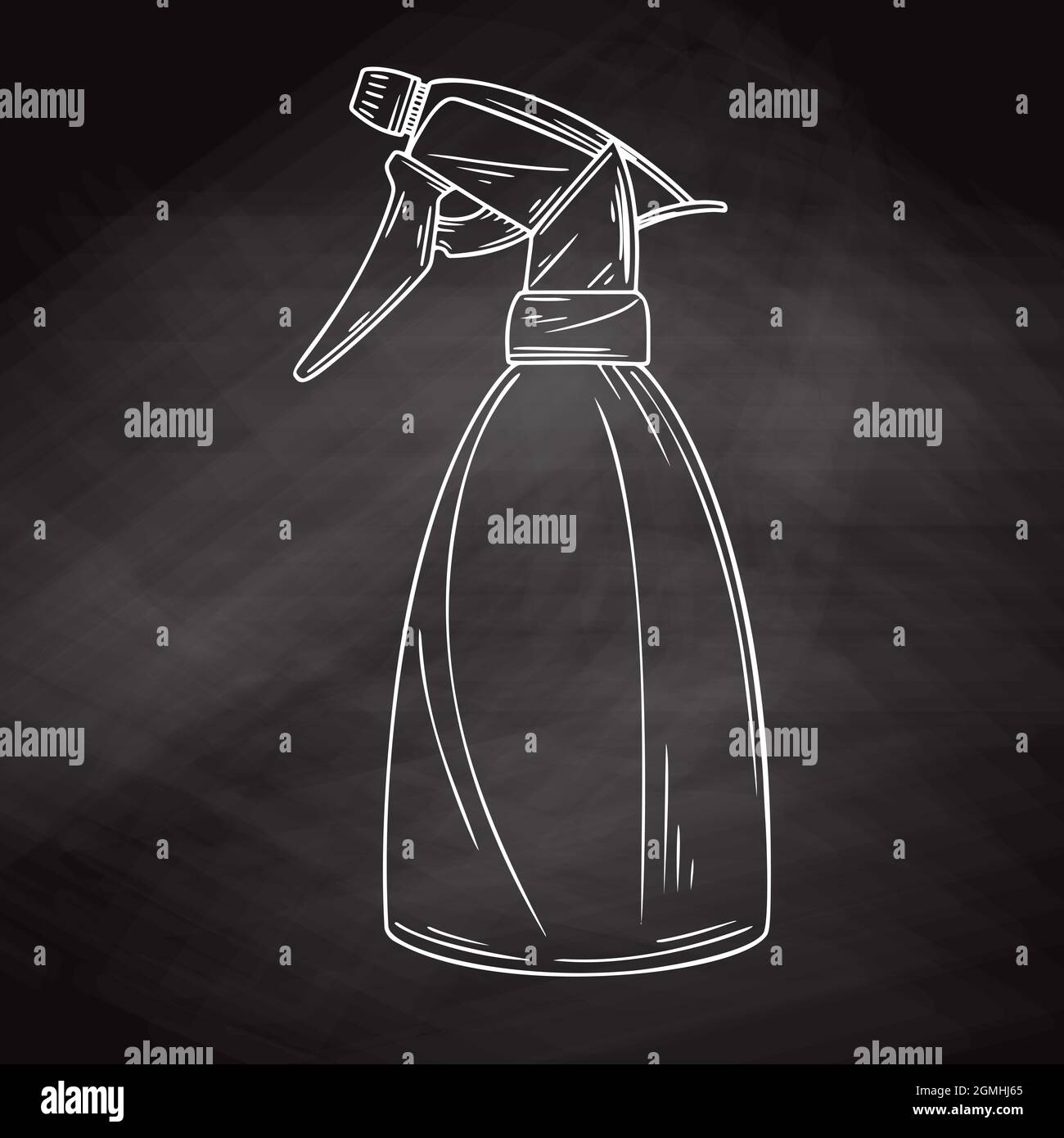 Sketch garden sprayer. Bottle aerosol isolated on a black background ...