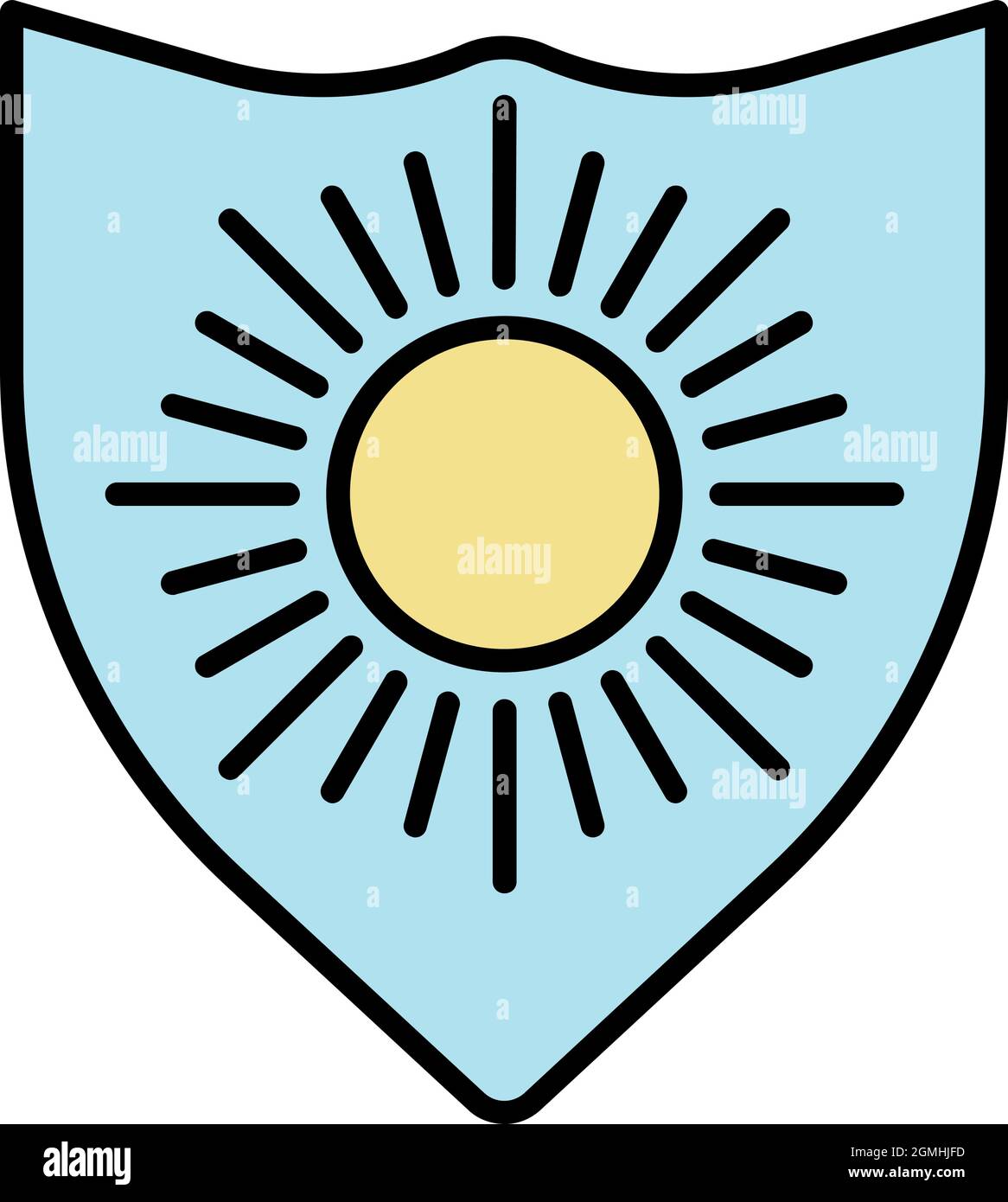Sun protect shield icon. Outline sun protect shield vector icon color ...