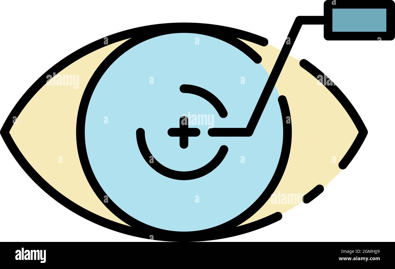 Plus contact lens icon. Outline plus contact lens vector icon color ...