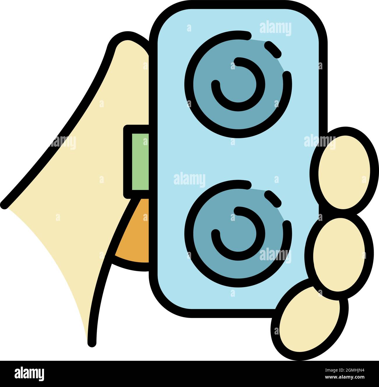 Contact lens box icon. Outline contact lens box vector icon color flat ...