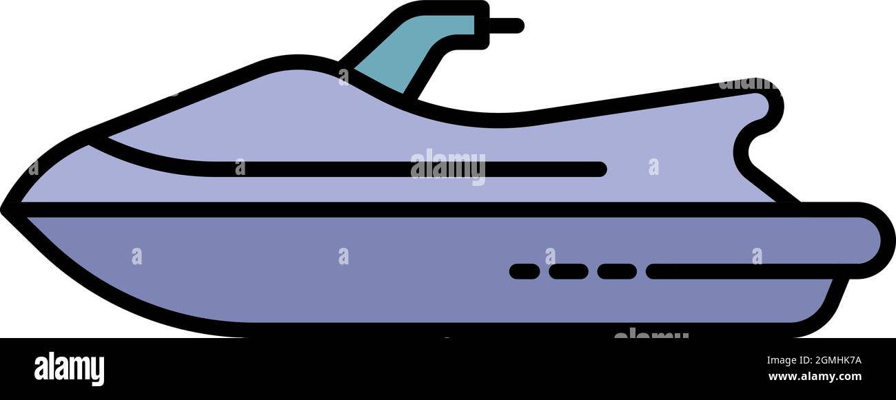 Sport jet ski icon. Outline sport jet ski vector icon color flat ...