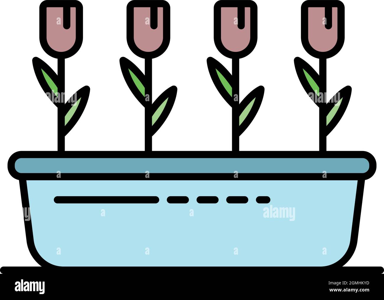 Garden flower pot icon. Outline garden flower pot vector icon color ...