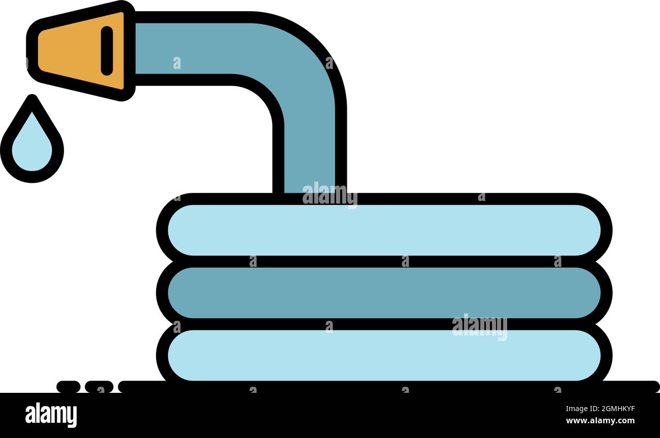 Garden hose icon. Outline garden hose vector icon color flat isolated ...
