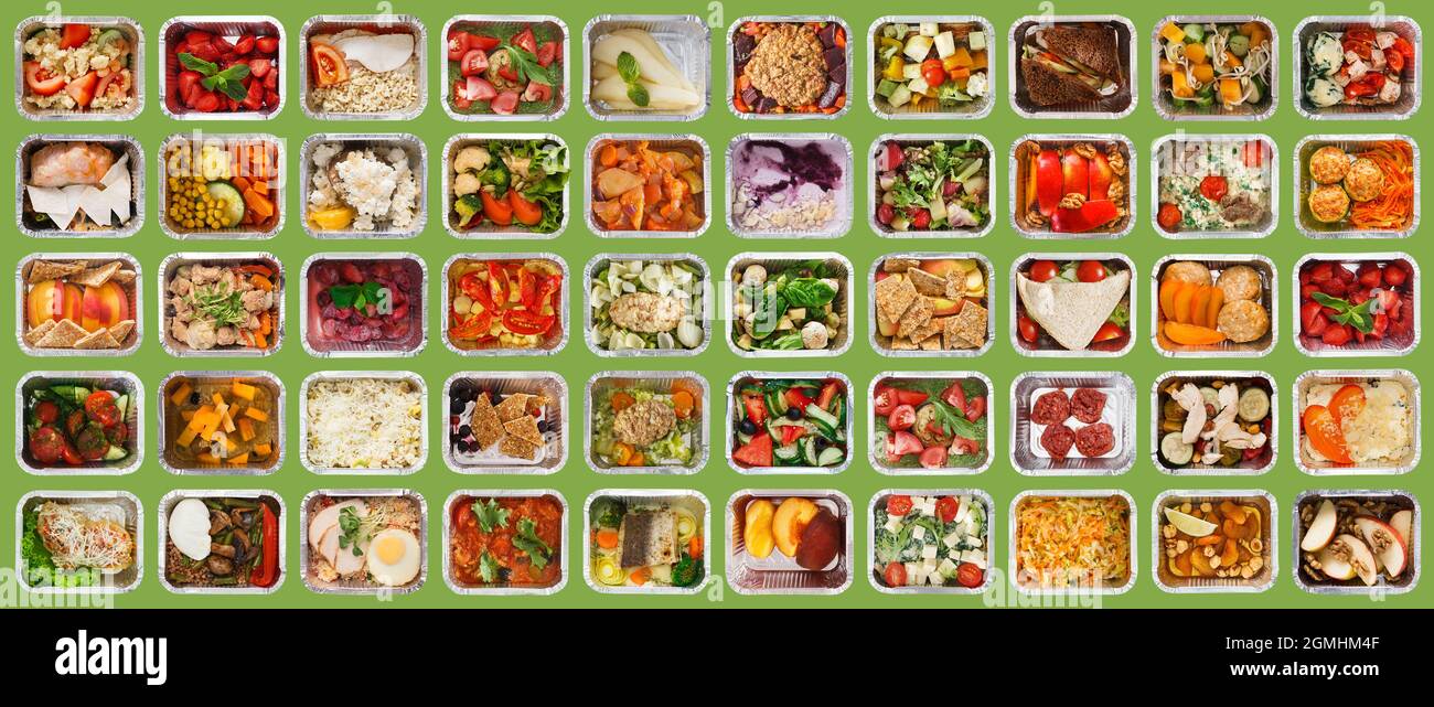 Tasty Weekly Menu. Background For Food Delivery Concept With Foil Lunch ...