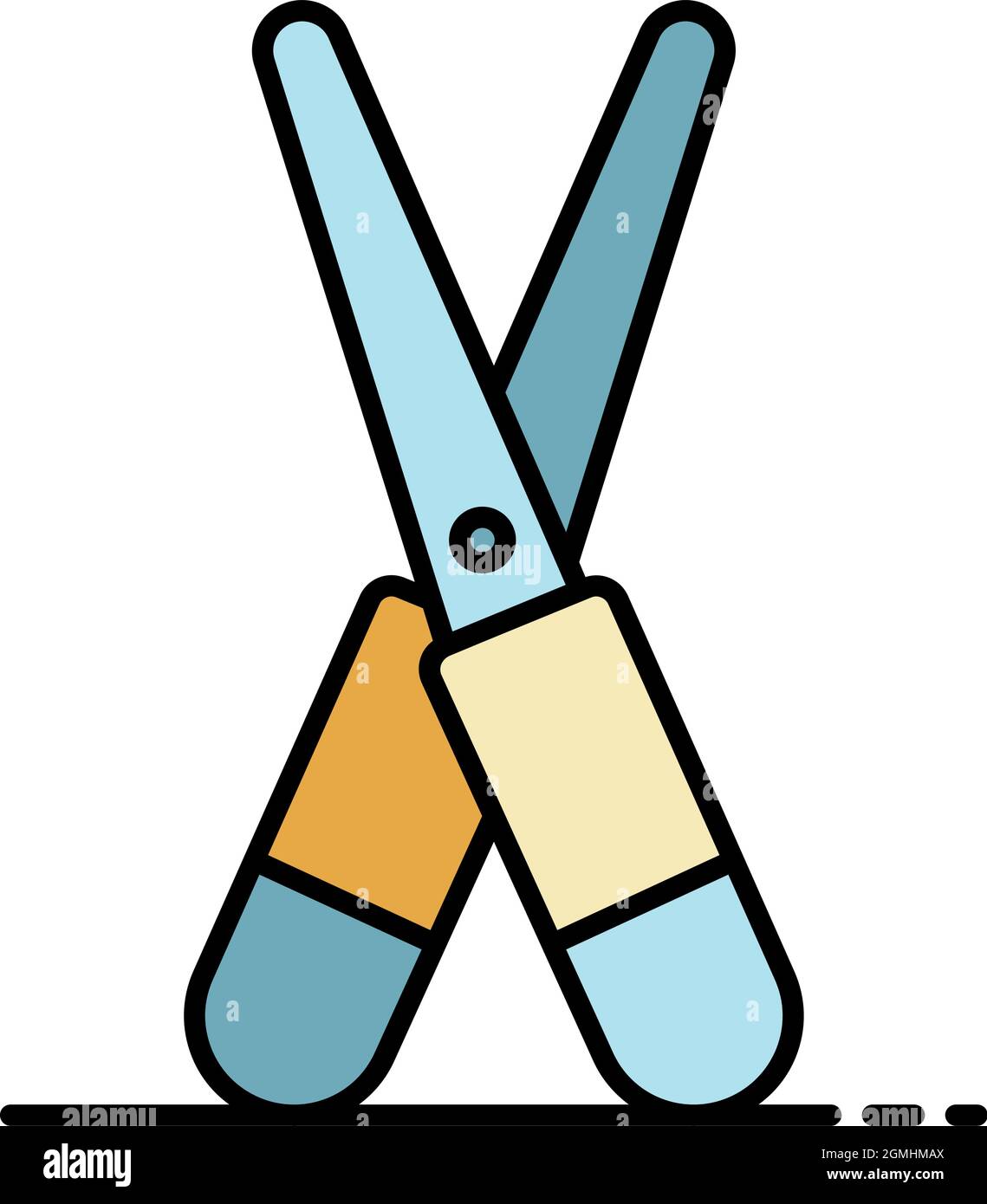 Garden scissors icon. Outline garden scissors vector icon color flat ...