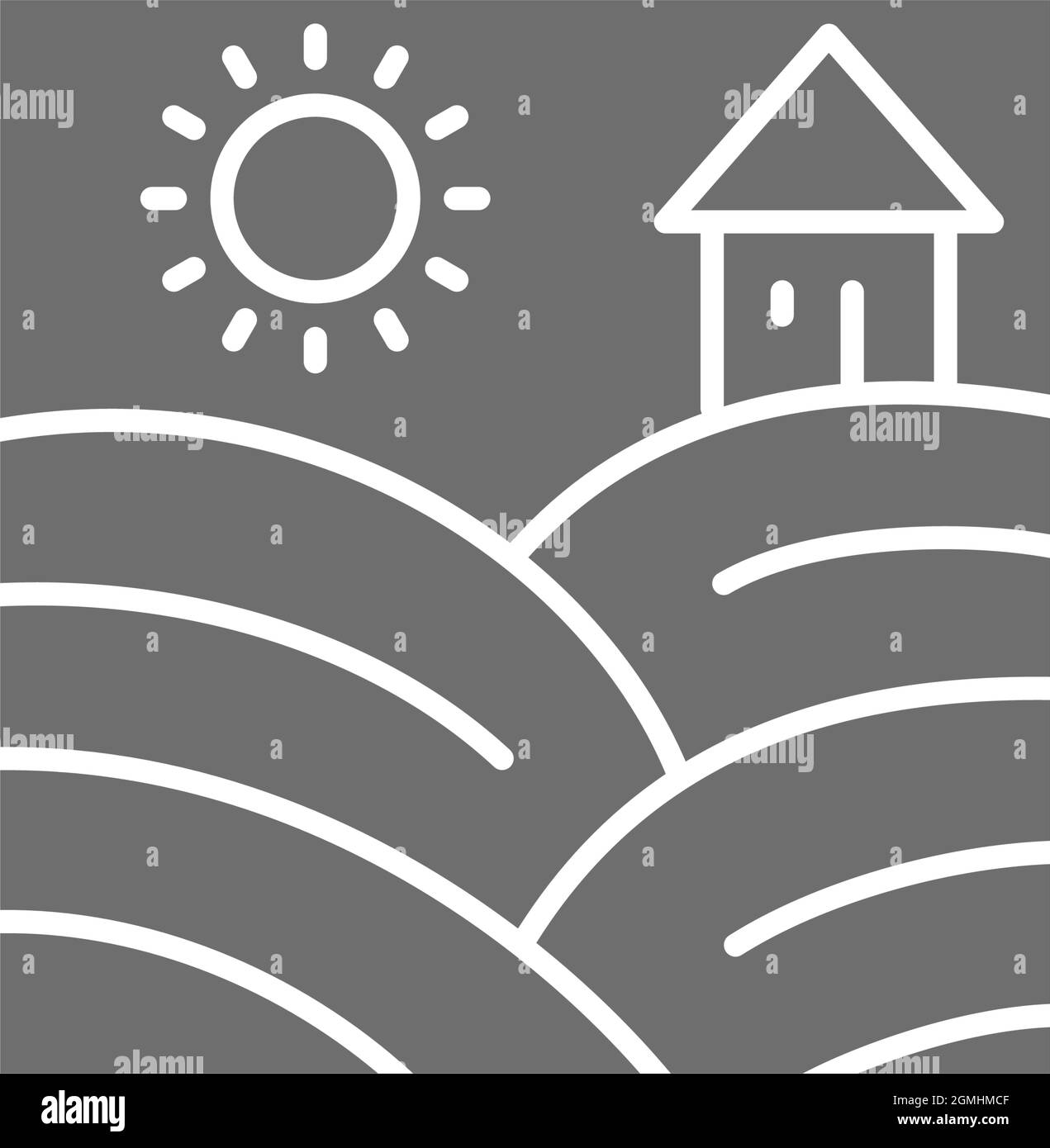 Vector vineyard fields with grapes grey icon Stock Vector Image & Art ...