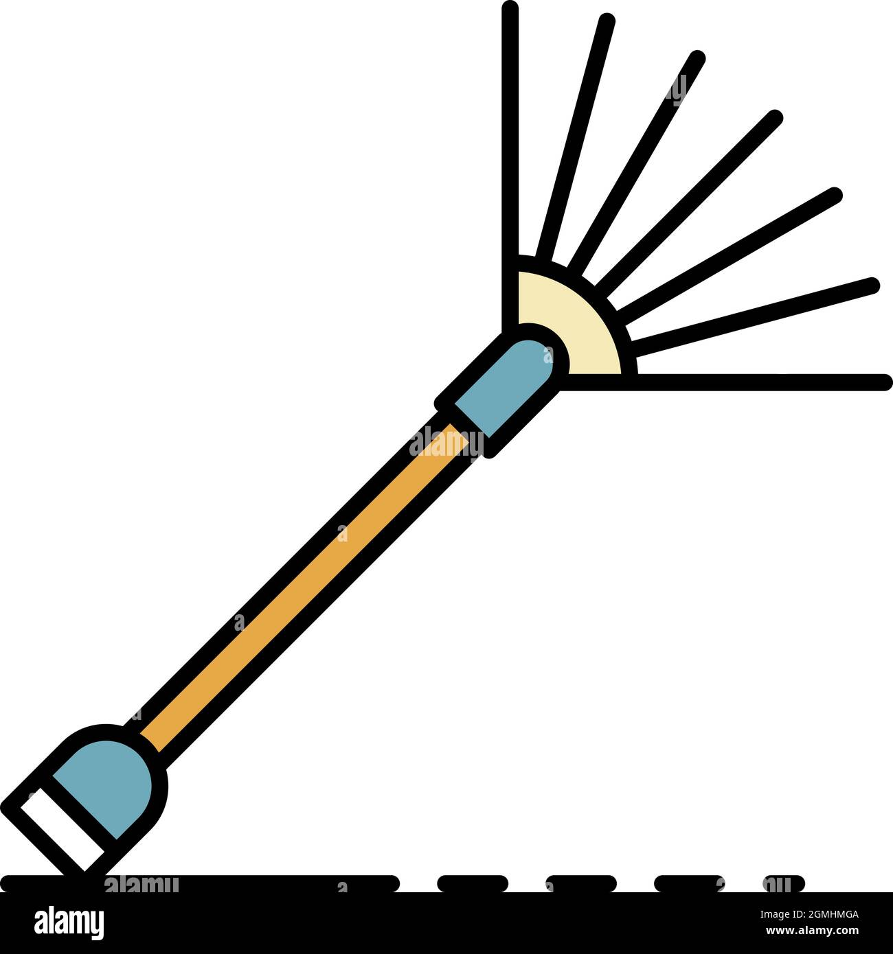 Leaf rake icon. Outline leaf rake vector icon color flat isolated Stock ...