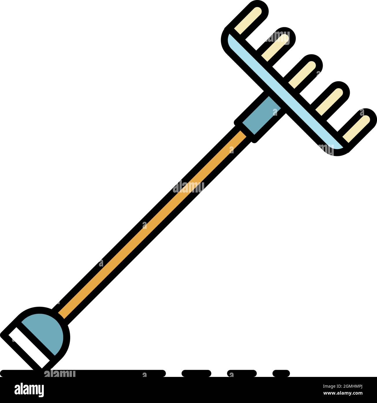 Farm rake icon. Outline farm rake vector icon color flat isolated Stock ...