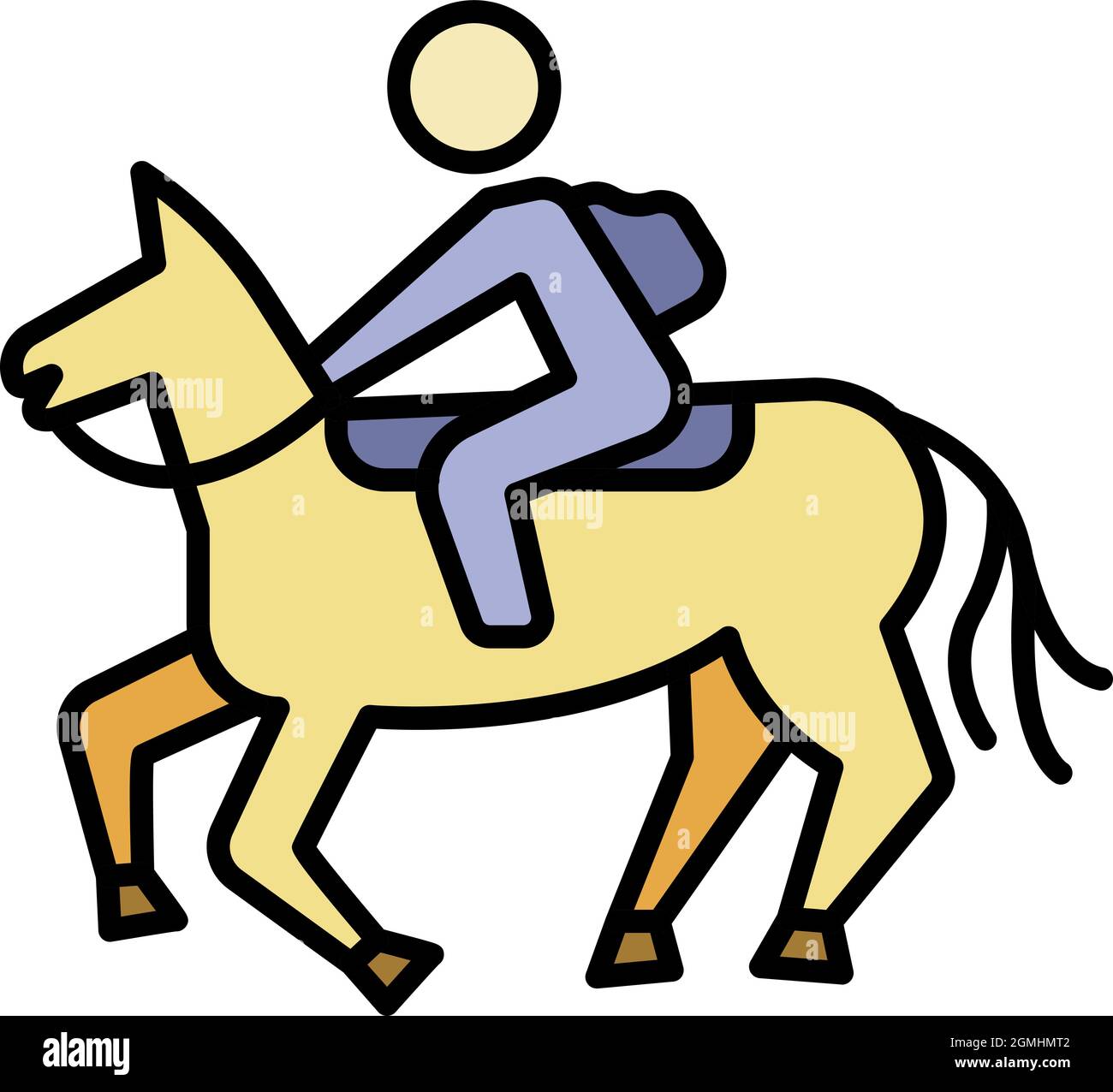 Horseback riding icon. Outline horseback riding vector icon color flat ...