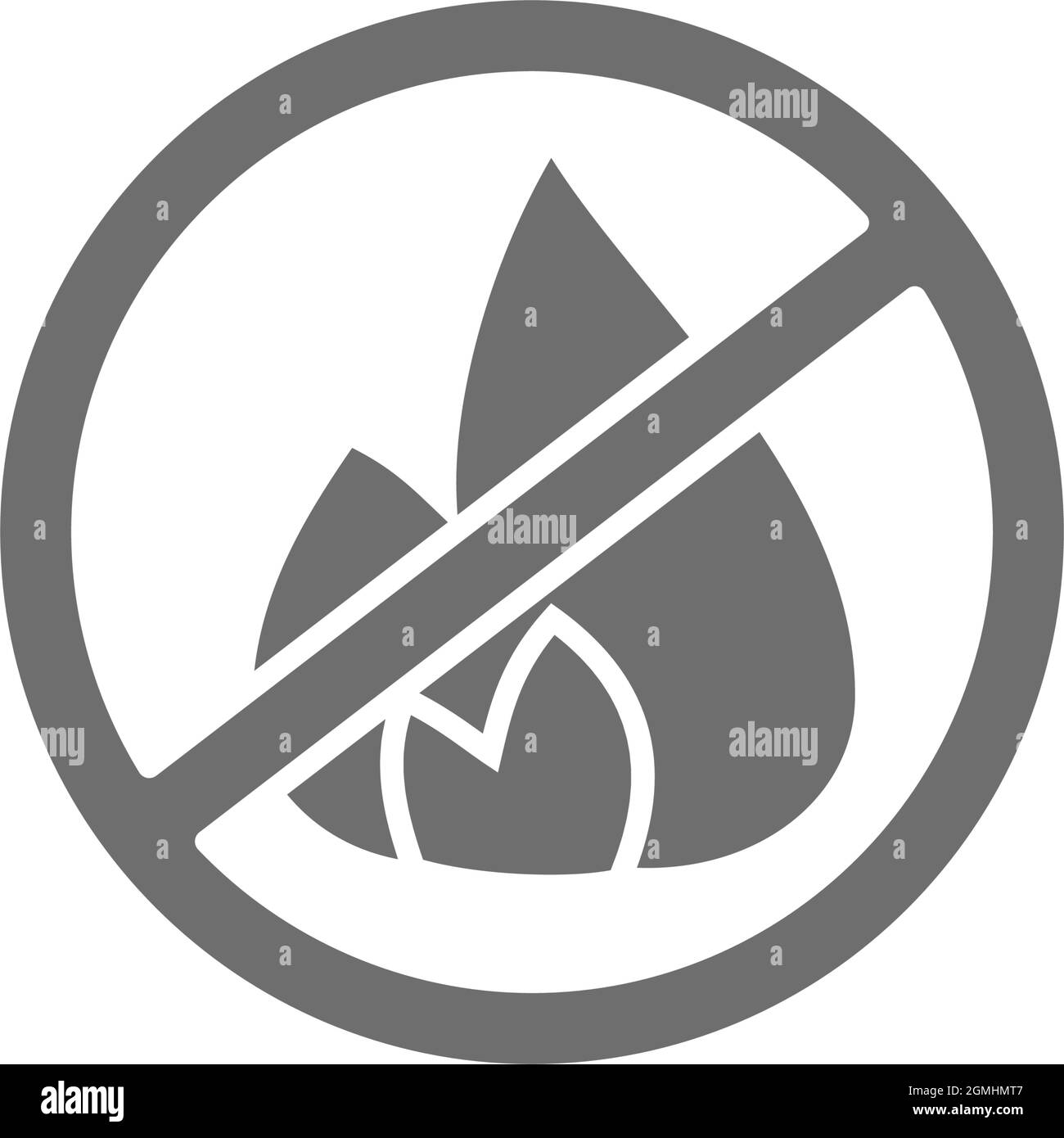 Forbidden sign with fire, firefighting, no bonfire grey icon Stock ...