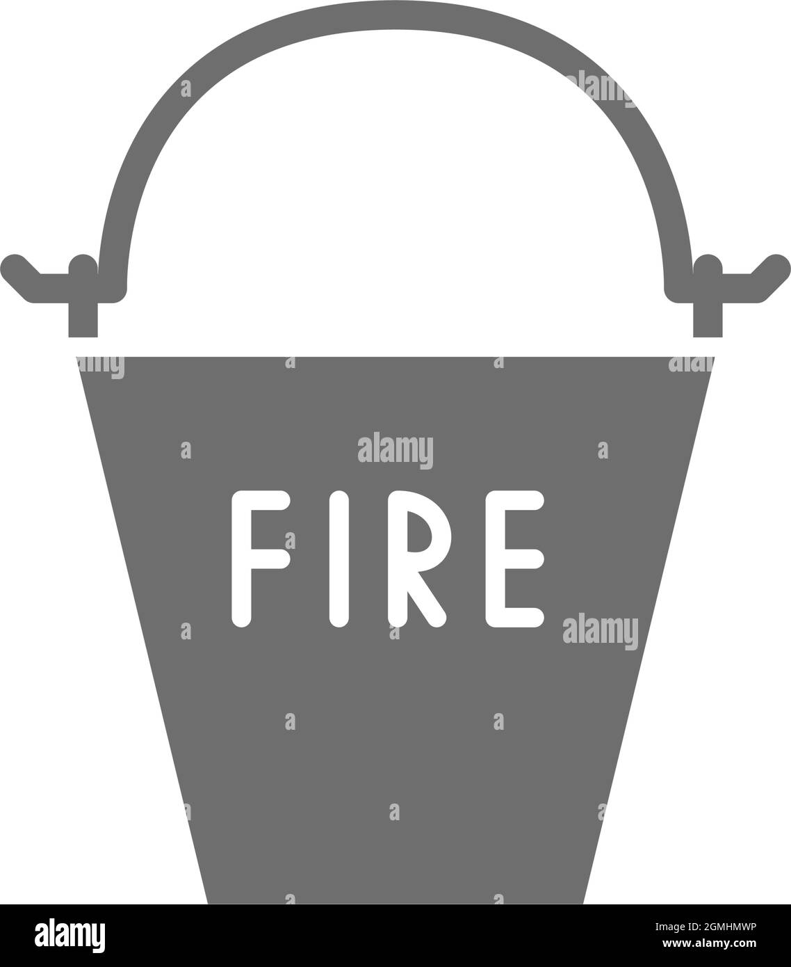 Firefighting bucket, fire equipment grey icon. Isolated on white ...