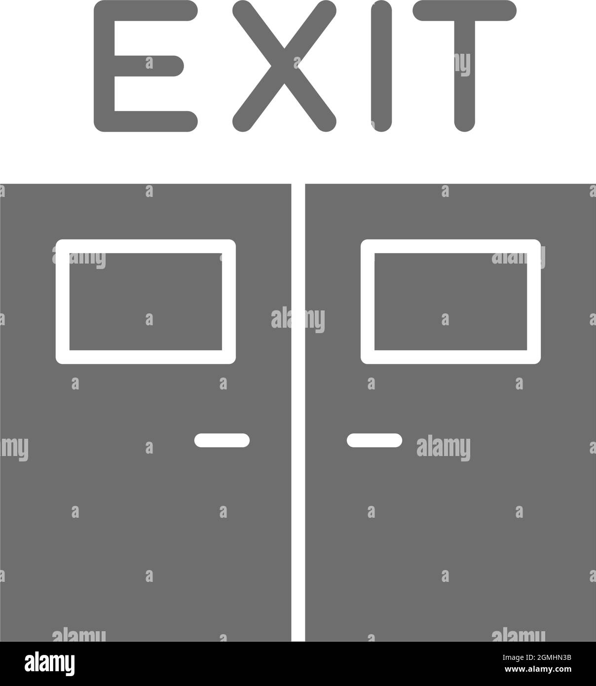 Emergency exit sign gray background Black and White Stock Photos ...