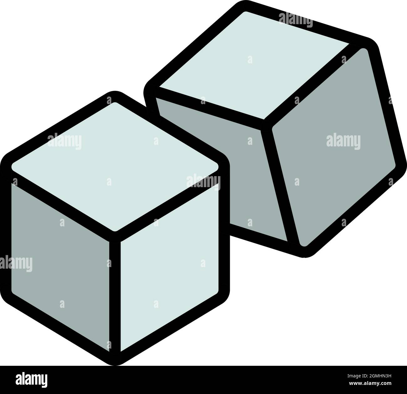 Double dice icon. Outline double dice vector icon color flat isolated ...