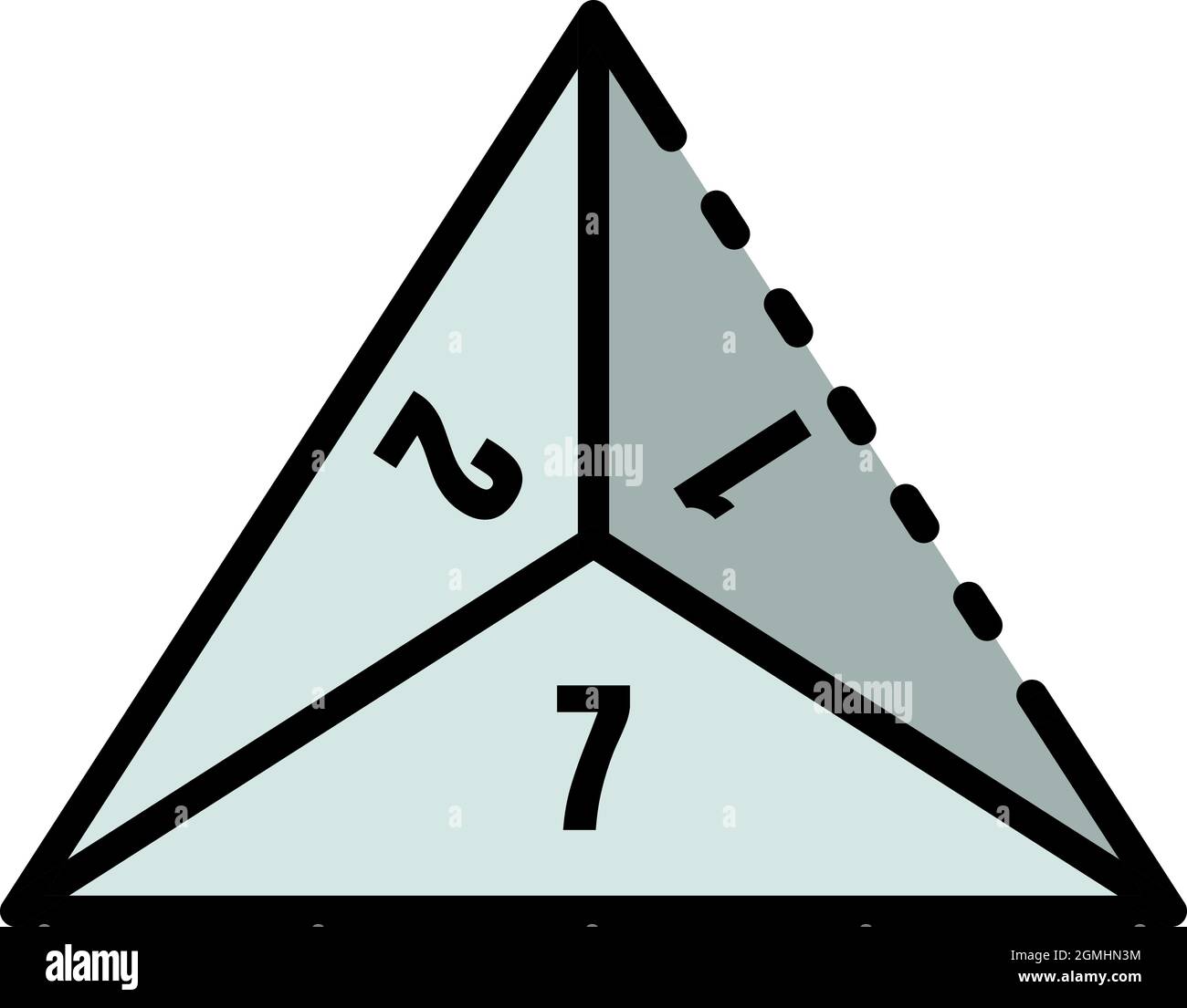 Pyramid dice icon. Outline pyramid dicevector icon color flat isolated ...