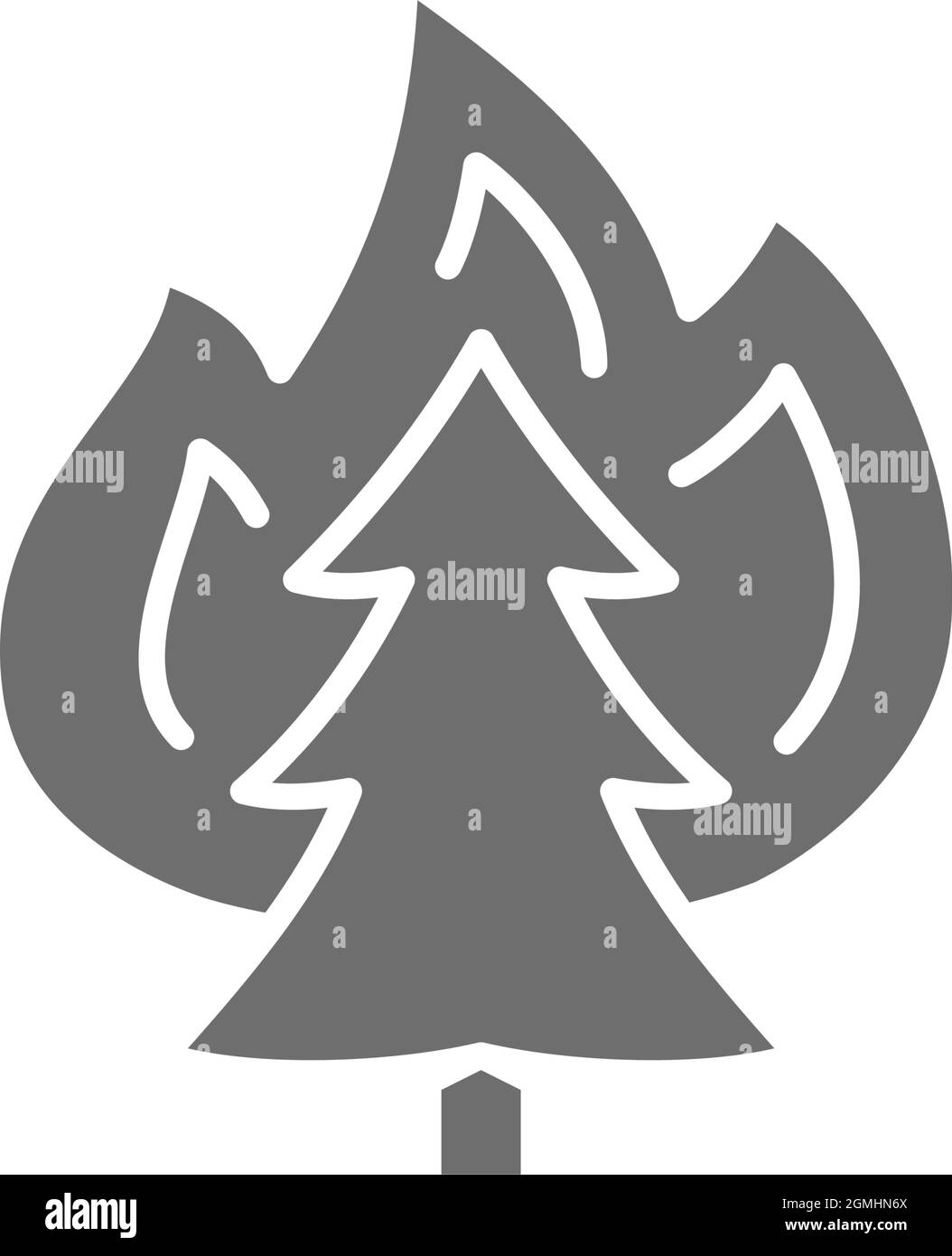 Vector fire on tree, wildfire grey icon Stock Vector Image & Art - Alamy