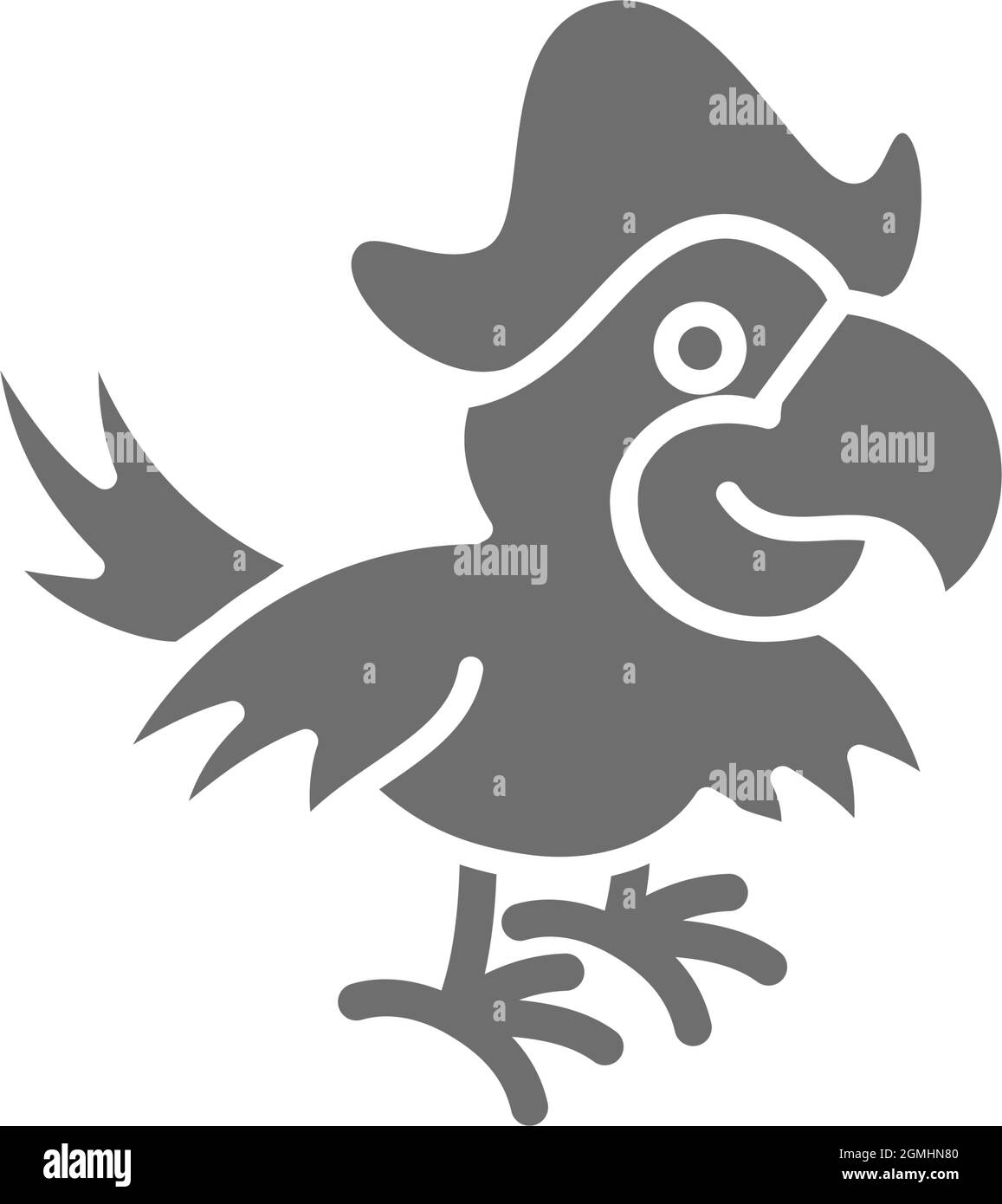 Pirate parrot, Ara bird grey icon. Isolated on white background Stock ...