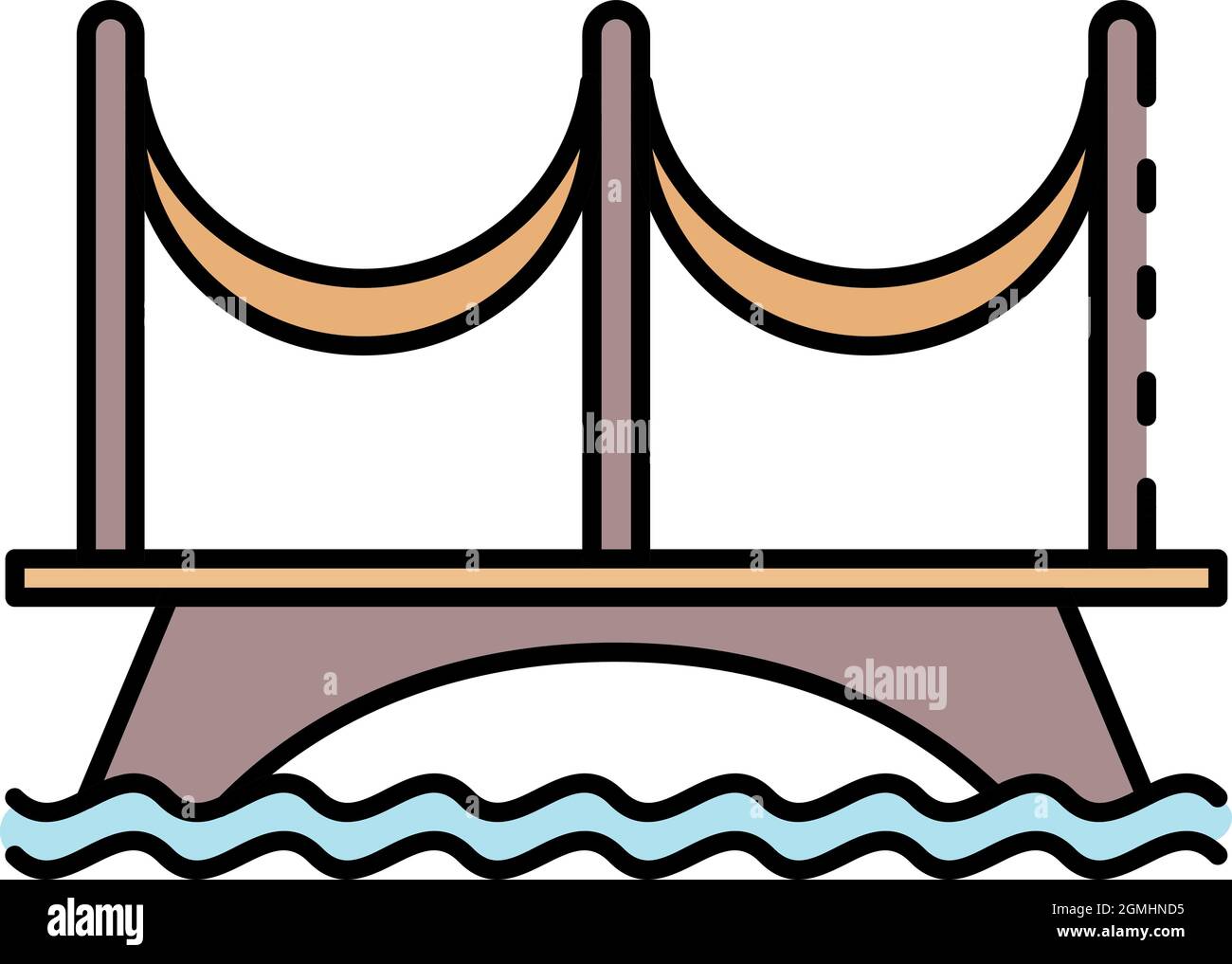 River bridge icon. Outline river bridge vector icon color flat isolated ...